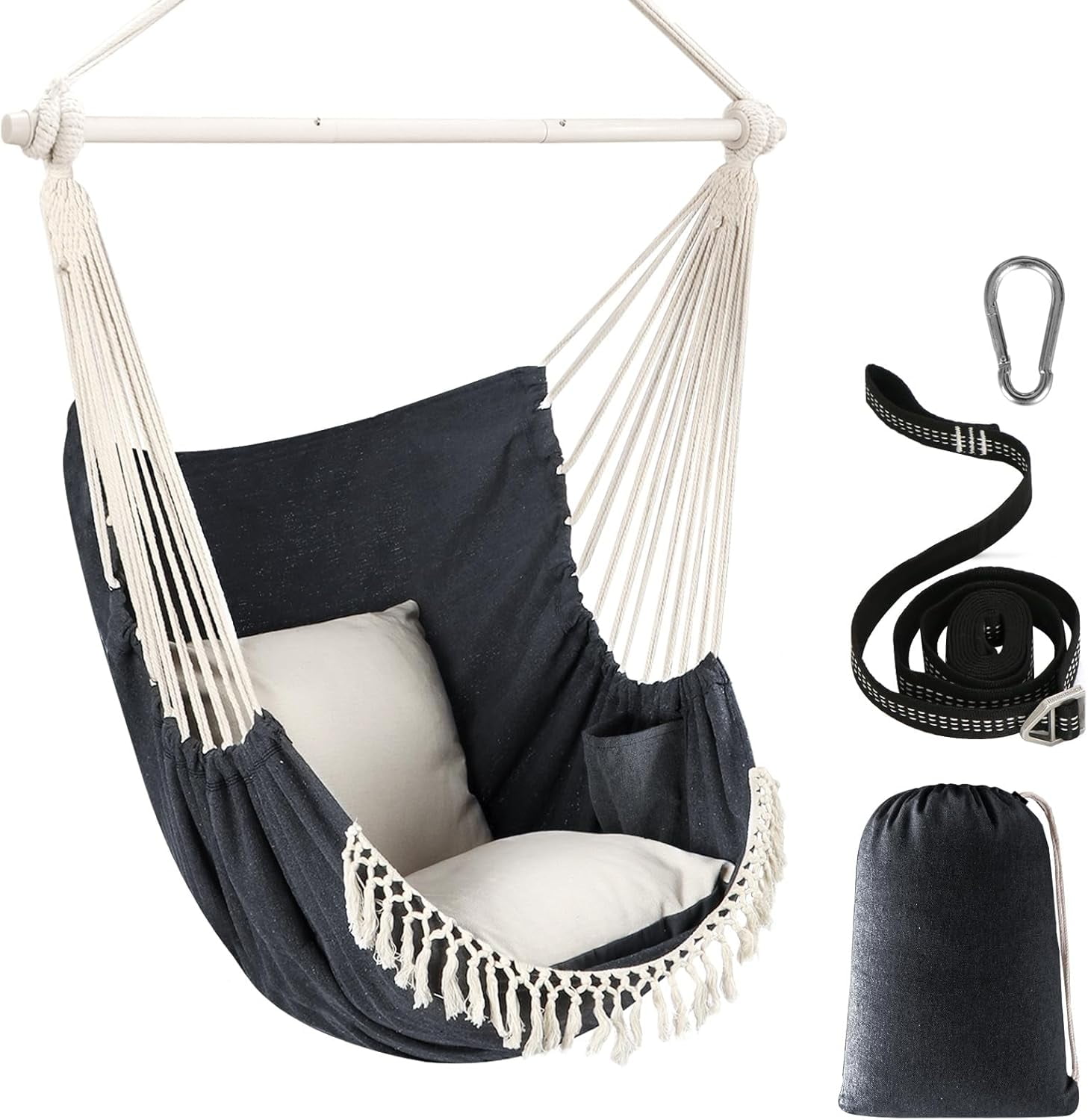 Hammock Chair Hanging Swing Max 500 Lbs 2 Cushions Included Steel ...