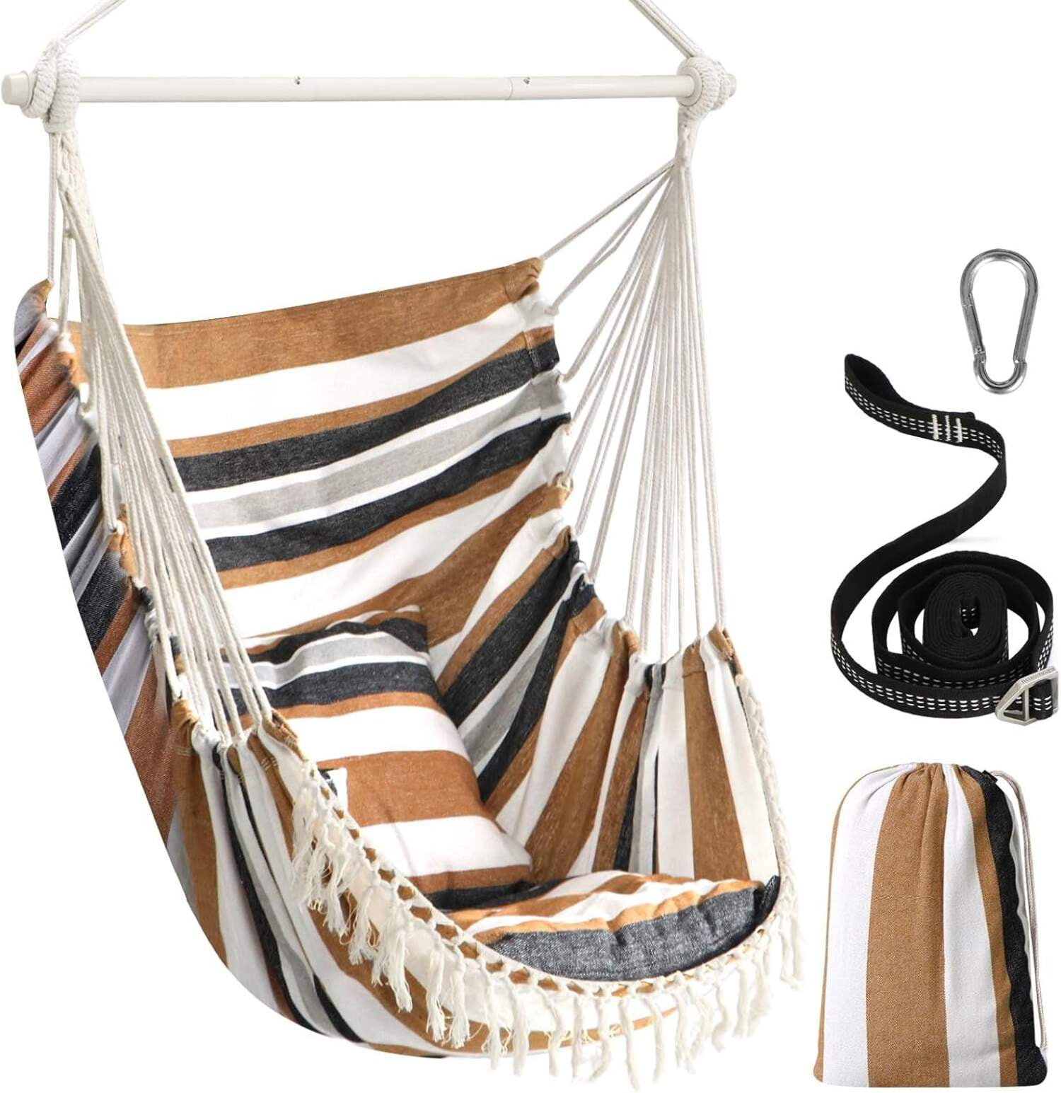 Hammock Chair Hanging Swing Max 500 Lbs 2 Cushions Included Steel ...