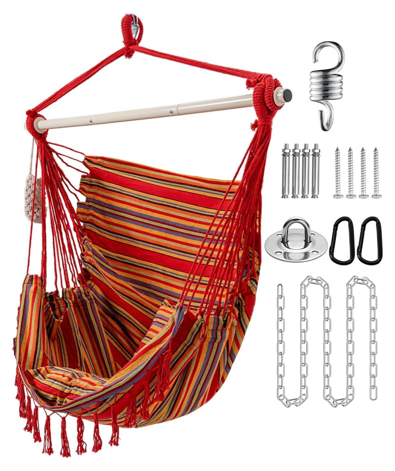 Hammock Chair with Hardware Kit Hanging Hammock Swing with 2 Cushions ...