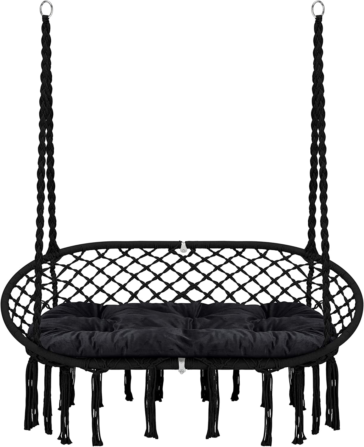 Hammock Chair Macrame Hanging Swing with Cushion,Hanging Cotton Ropes ...