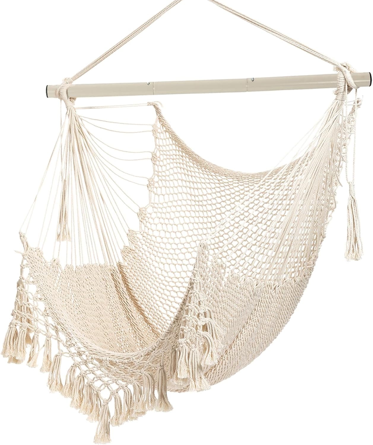 Hammock Chair，Max 330lbs, Large Hanging Chair, Soft Cotton Rope Swing ...