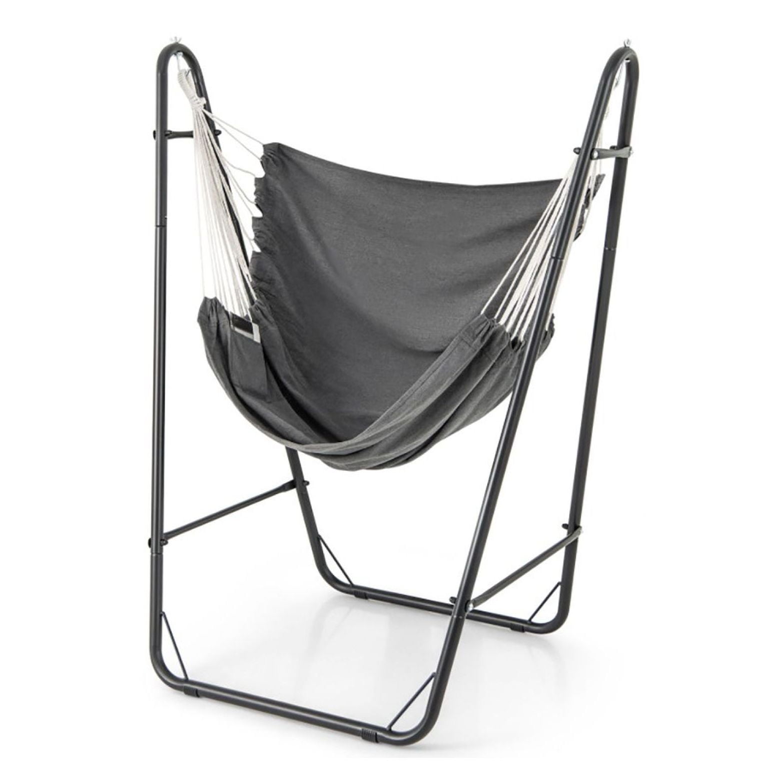 Hammock Chair with Metal Stand & Side Pocket - Indoor/Outdoor Swing ...