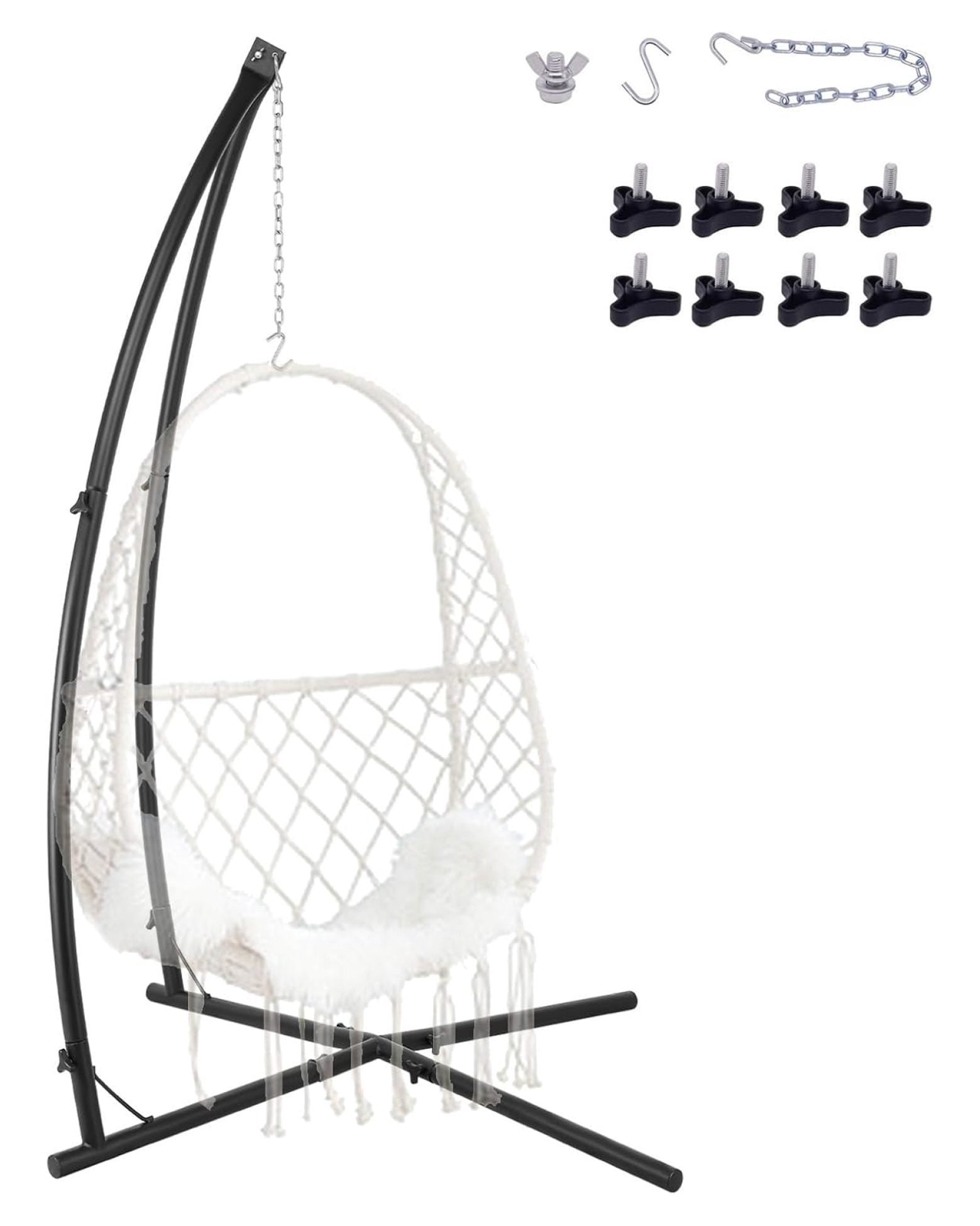 Hammock Chair Stands, Hanging Metal C-Stand for Chair, Indoor/Outdoor ...