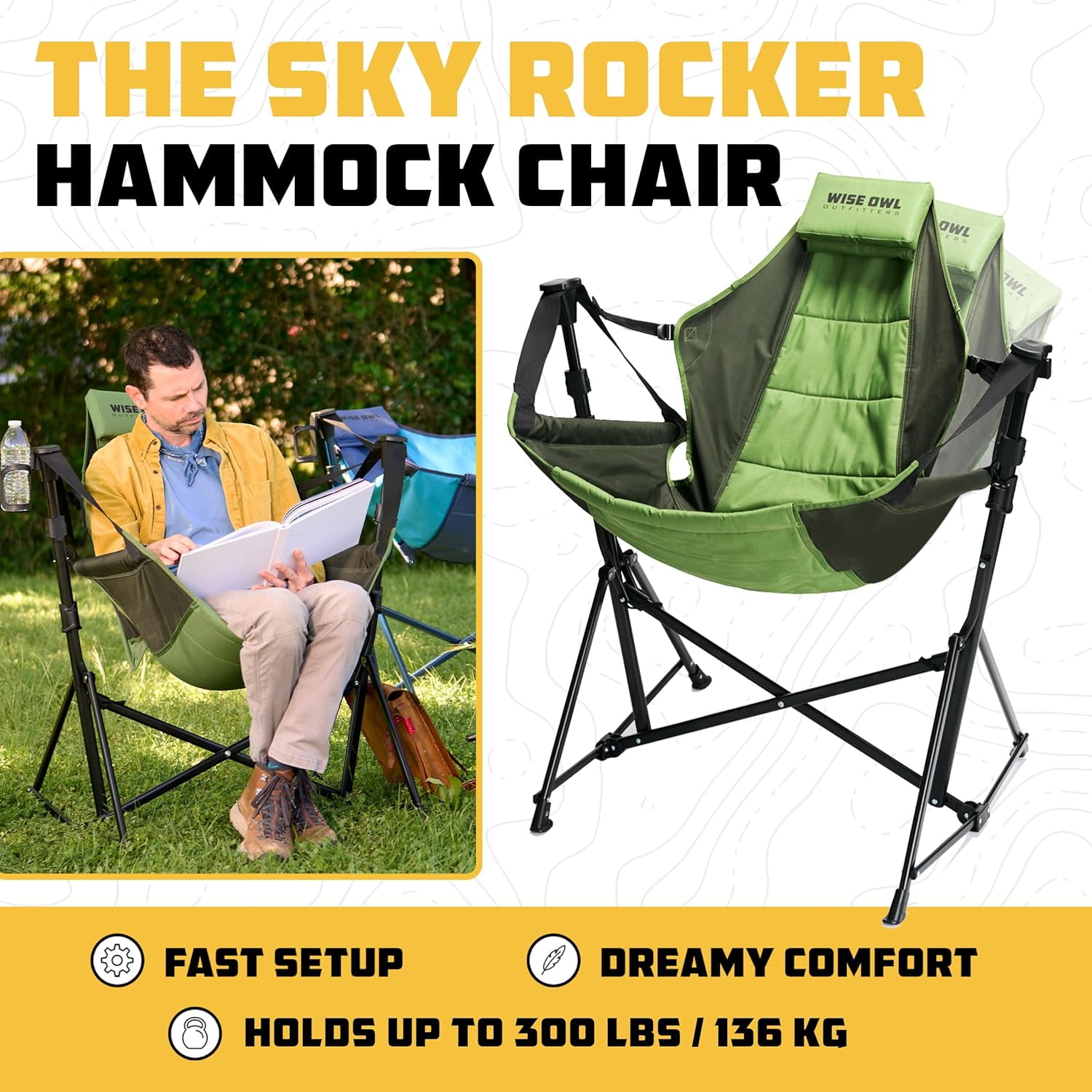 Hammock Chair for Adults – Comfortable Portable Folding Rocking Camping ...