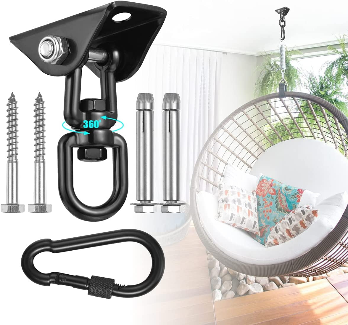 Hammock Hanging kit,360°Rotating 1200 lb Capacity Heavy Duty,Har ...