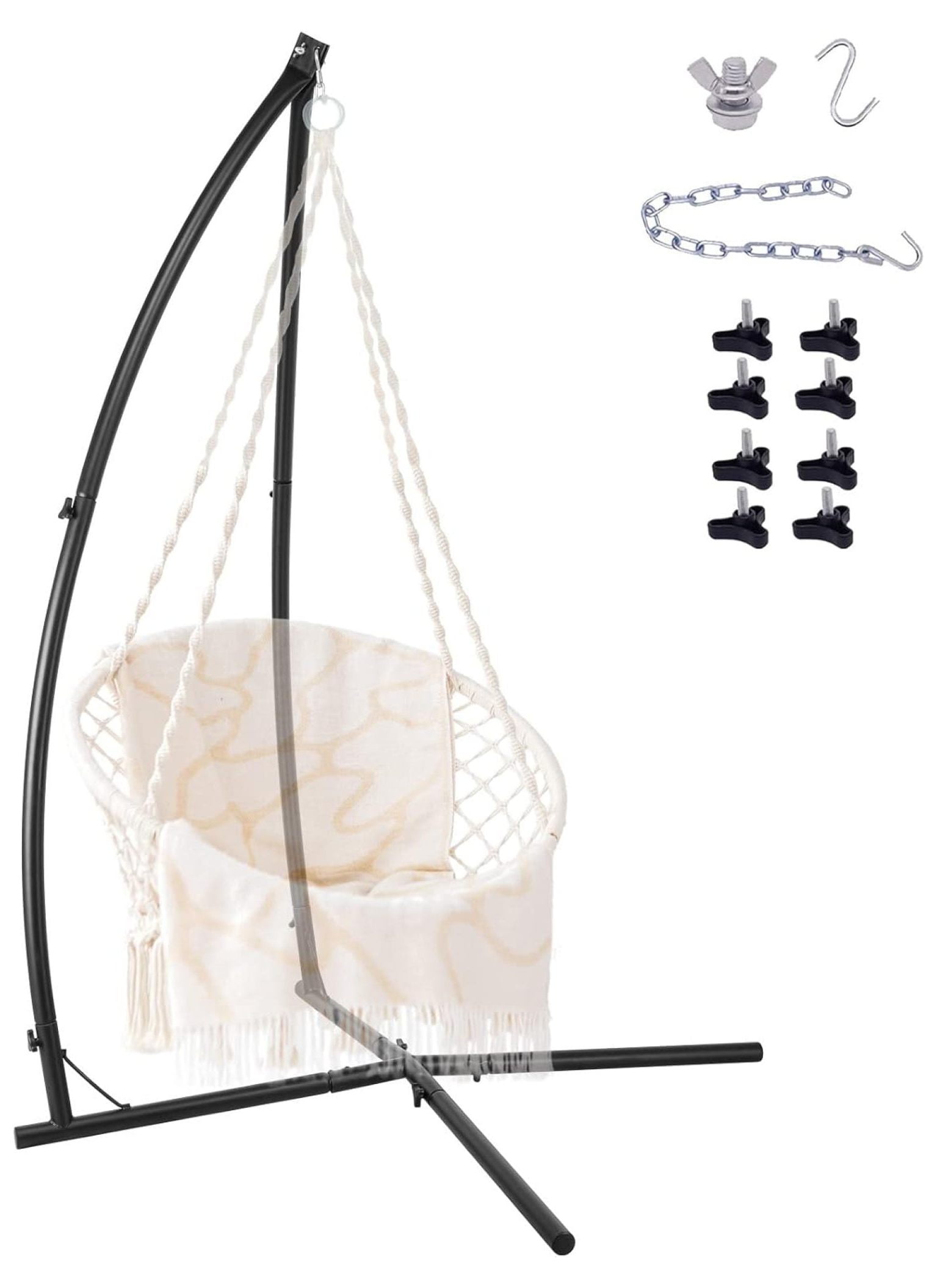 Hammock Stand, Hanging Chair C-Stand, Outdoor Solid Steel Heavy Duty ...