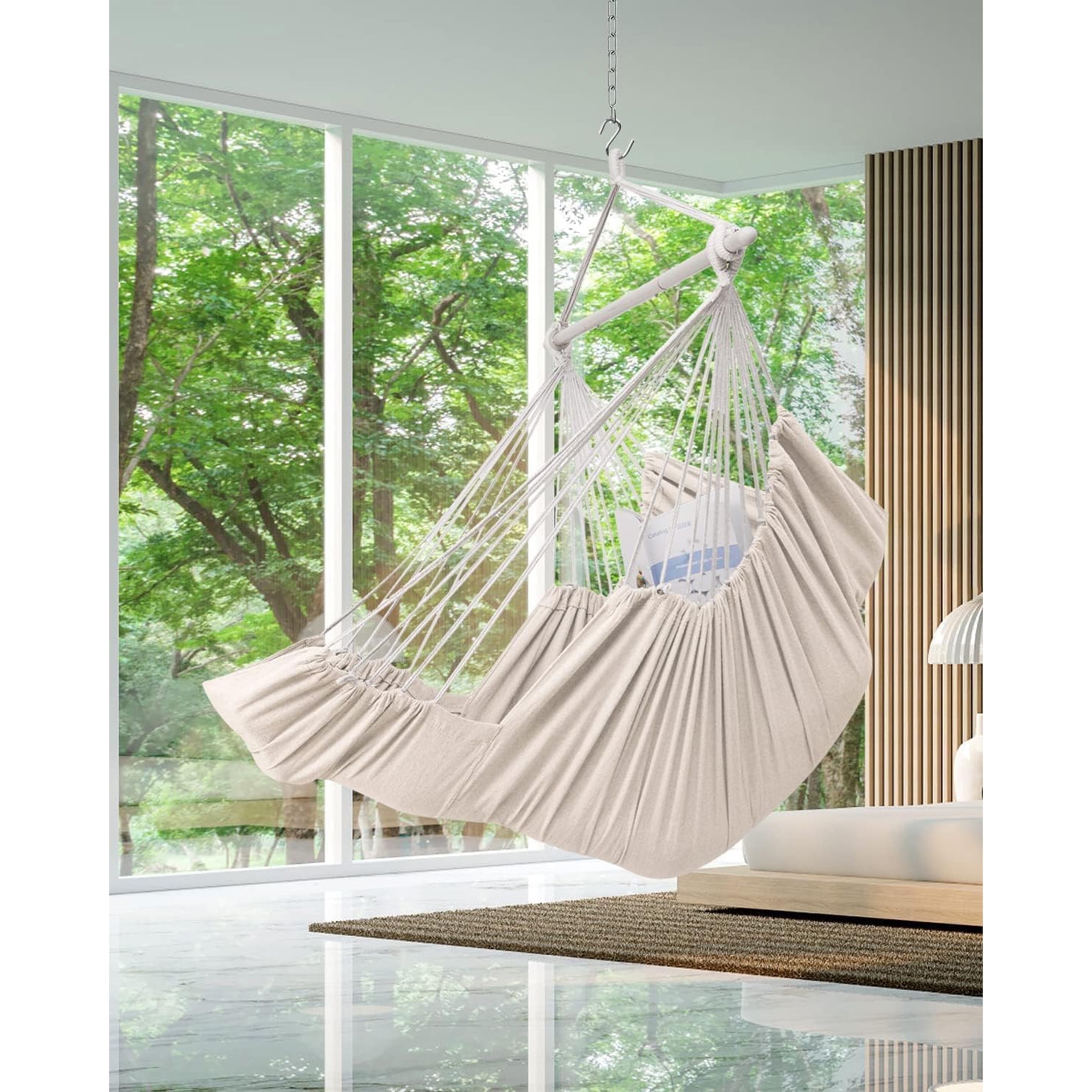 Hammock Swing Chair Extra Large Hanging Chair with Footrest and Steel ...