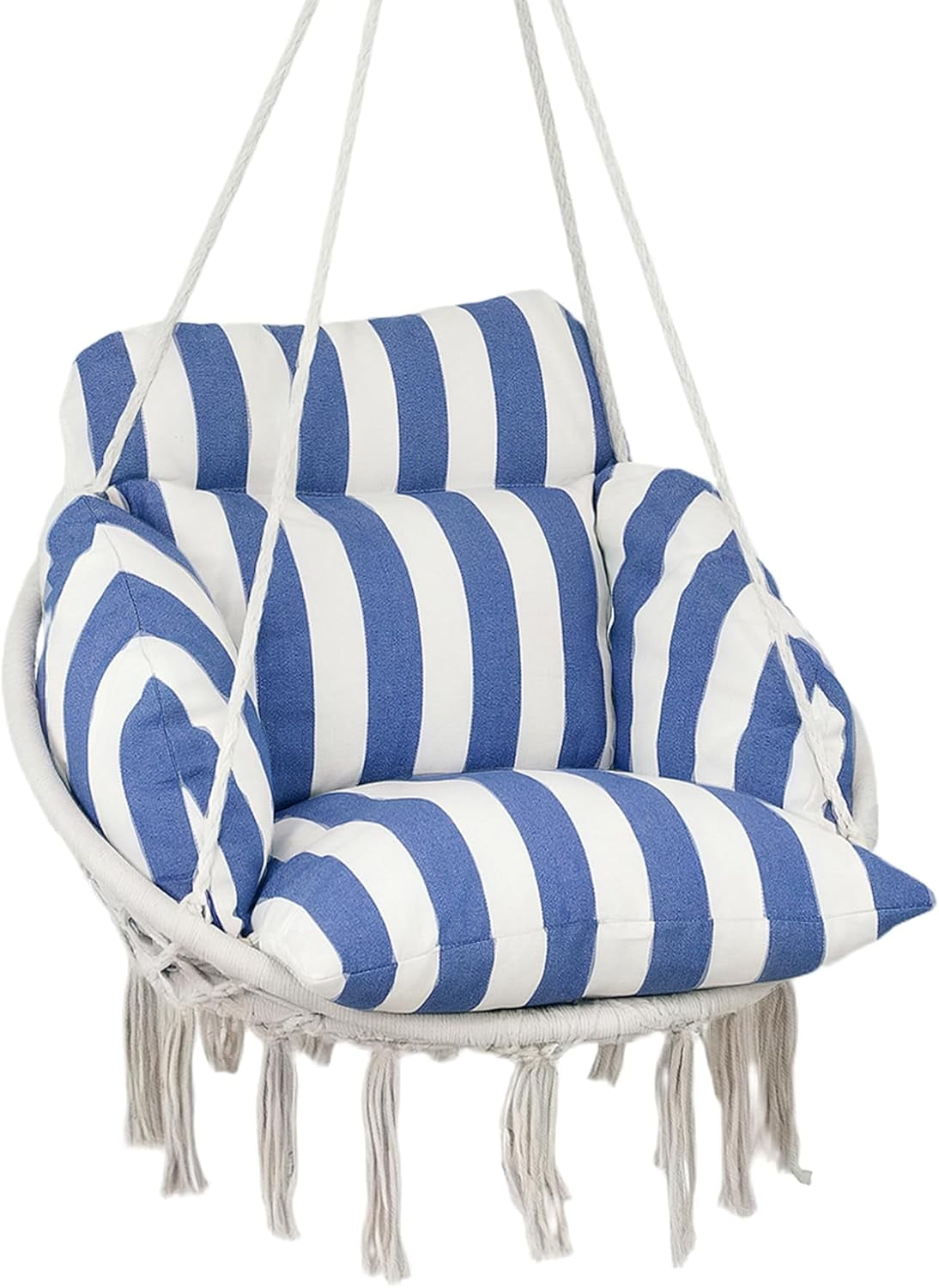 Hammock Swing Chair, Outdoor Hanging Chair with Large Cushion, Cotton ...