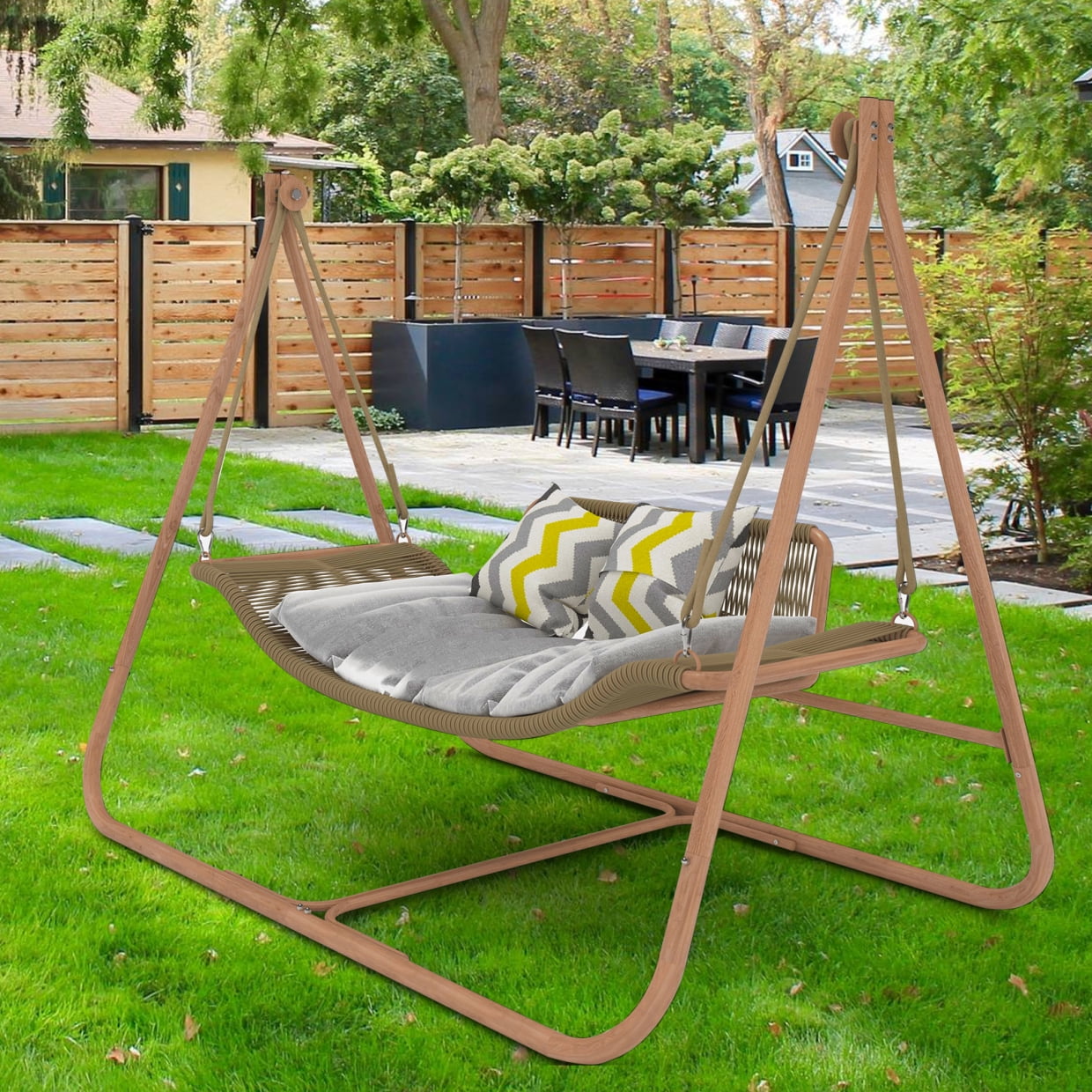 Hammock Swing Chair with Stand & Cushion for Indoor Outdoor, All ...