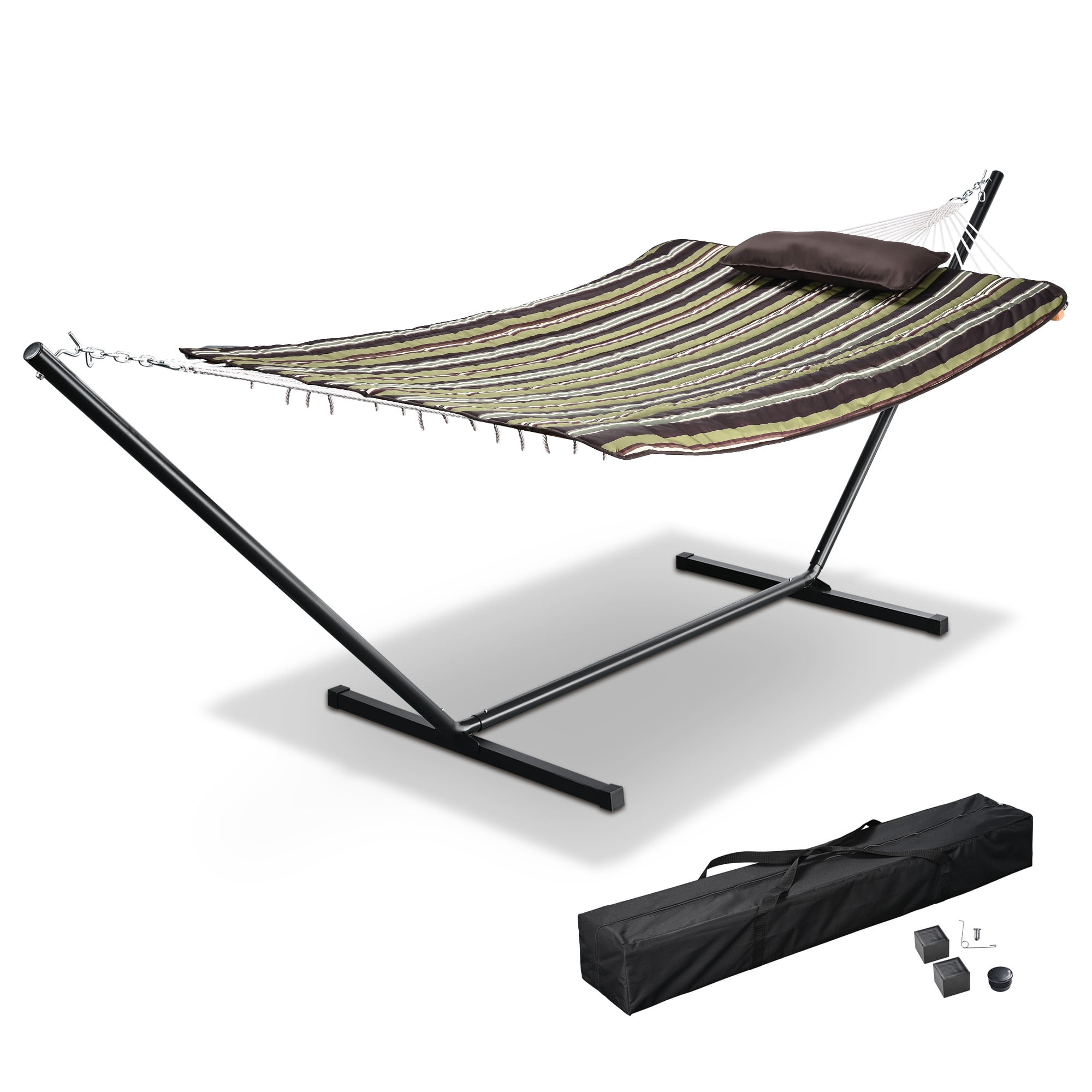 2-Person Hammock with Stand, 500Lbs Capacity, Includes Pillow and ...