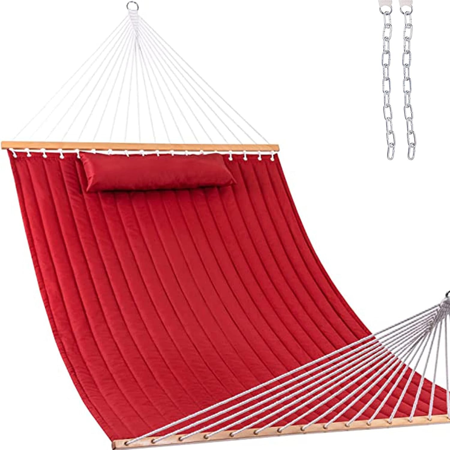 Hammocks 12 FT Double Quilted Fabric Hammock with Spreader Bars and ...