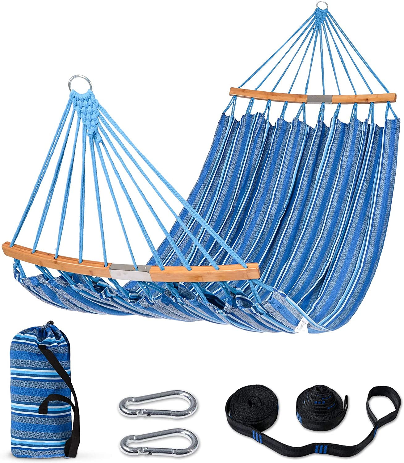 Hammocks Double Hammock with Curved Spreader Bar, Outdoor Portable Hammock with Carrying Bag ...