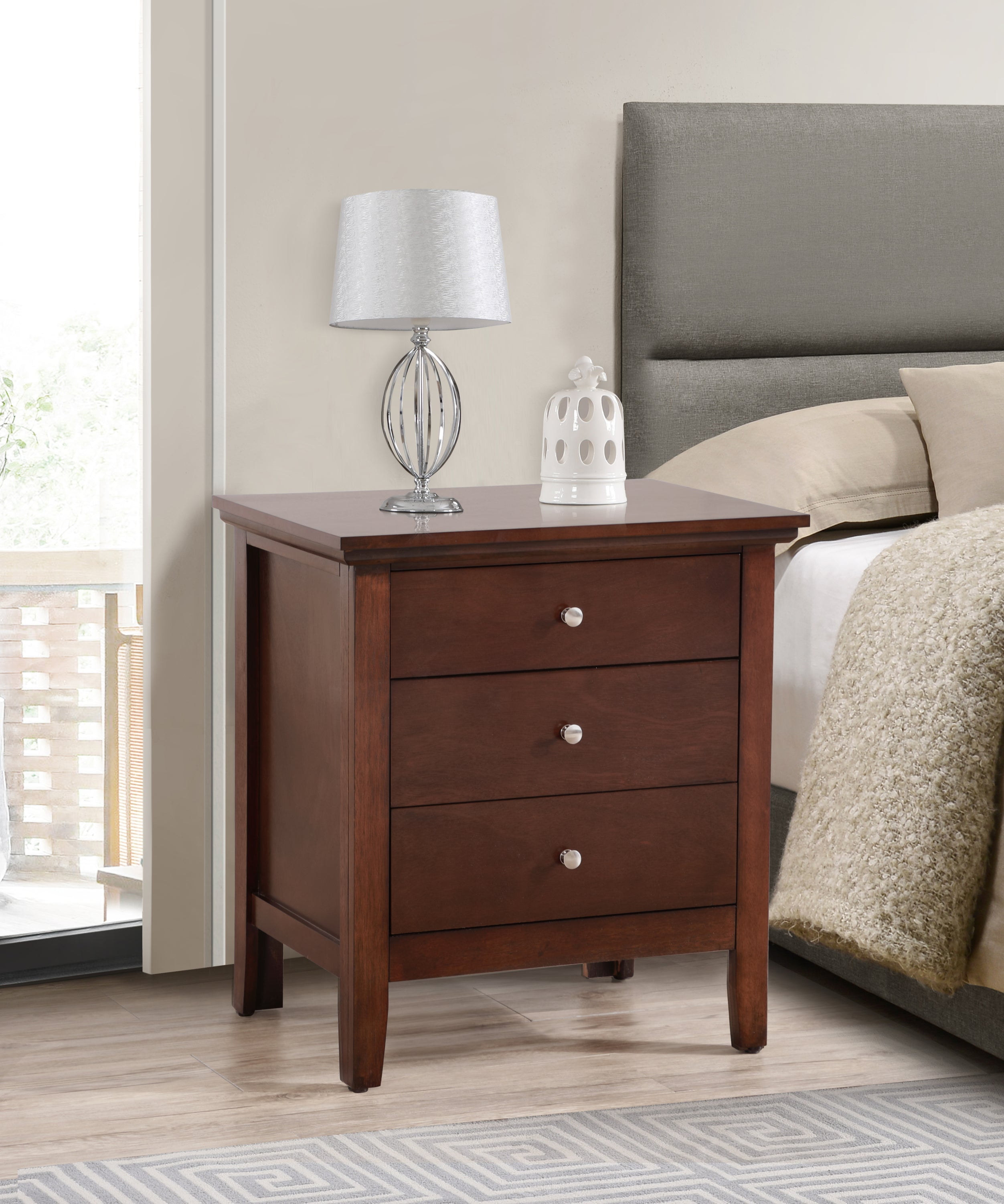 Hammond 3 Drawer Nightstand - Cappuccino - Walmart.com