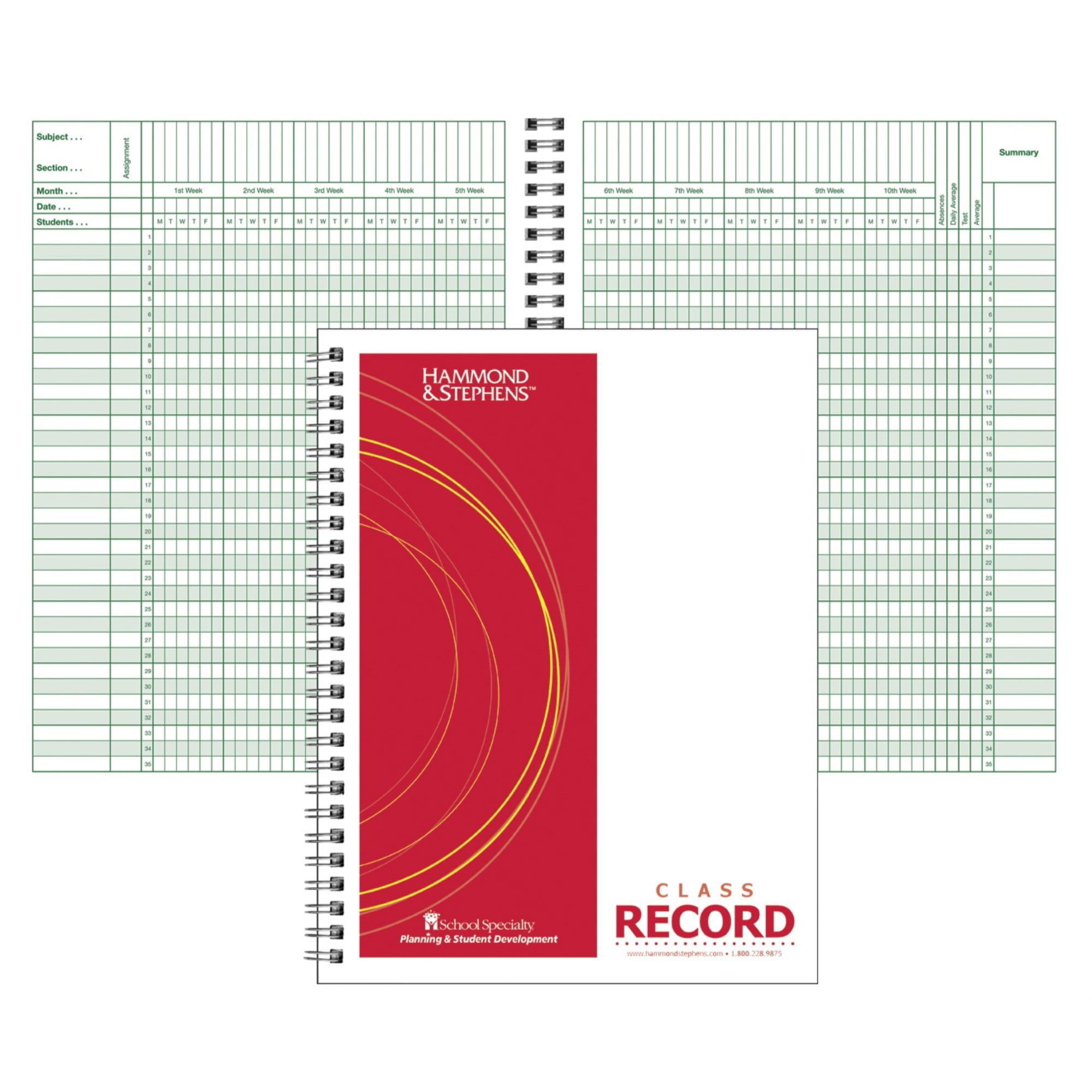 Hammond & Stephens 1481868 8.5 x 11 in. 35 Student 9-10 Week Record Book, PolyIce Cover ...