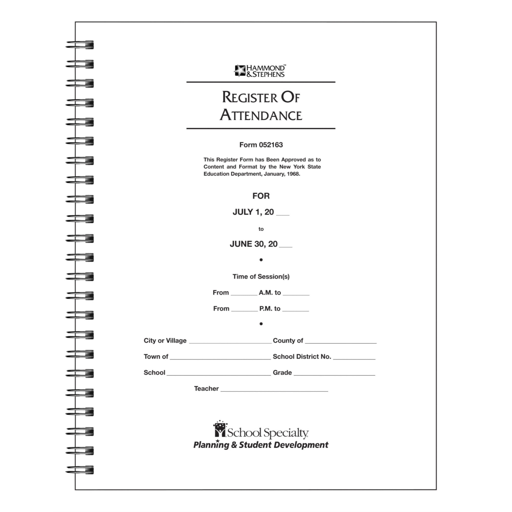 Hammond & Stephens Record Keeping Register of Attendance Book, 8-1/2 x ...