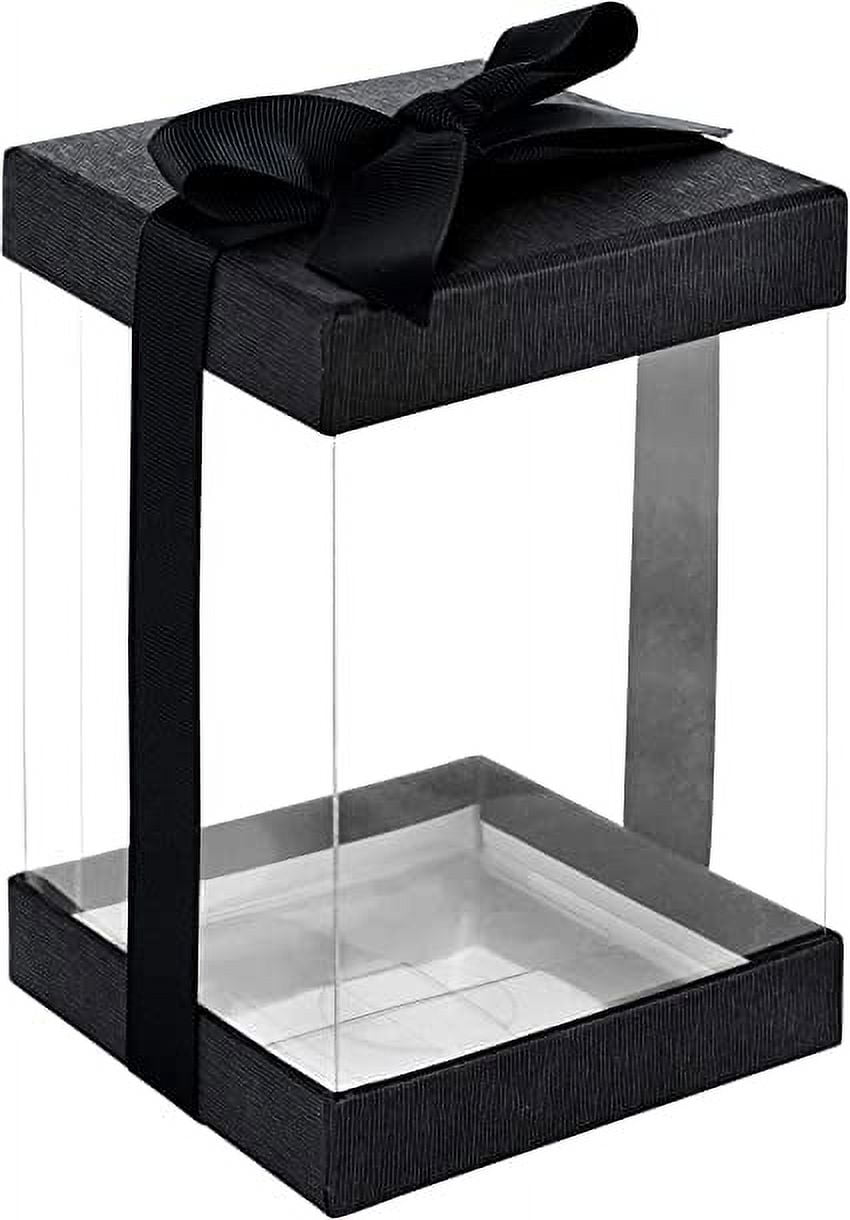 Hammont Elegant Clear Plastic Gift Box with Black Bow and Ribbon for ...