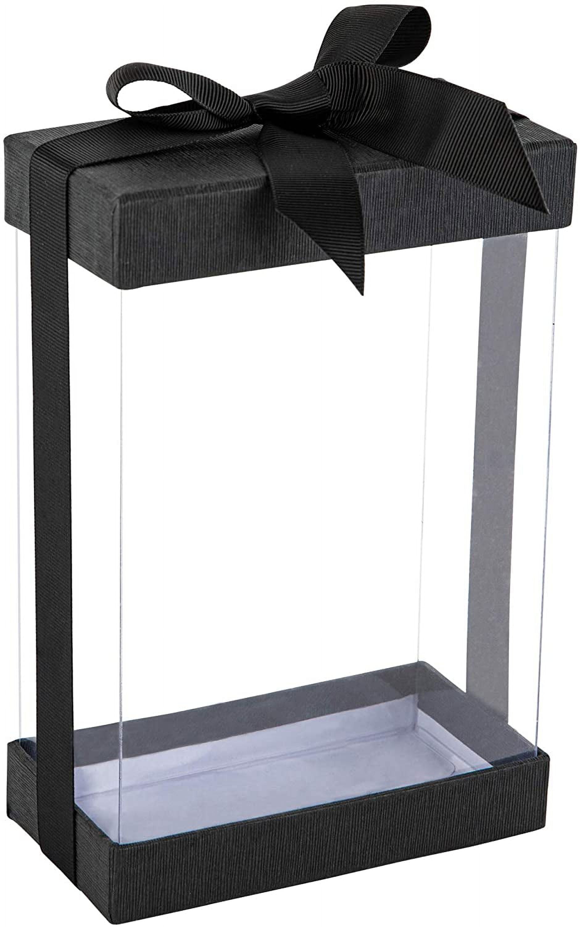 Hammont Elegant Clear Plastic Gift Box with Black Bow and Ribbon for ...