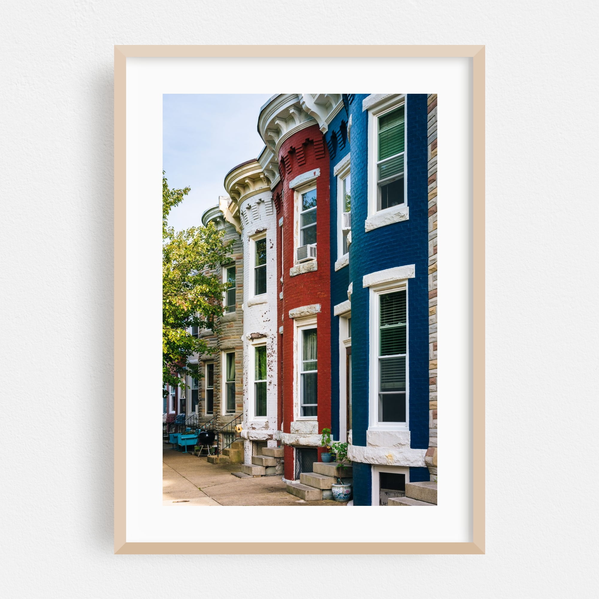 Hampden Row Houses - Baltimore Maryland Photography Oak Framed Wall Art ...