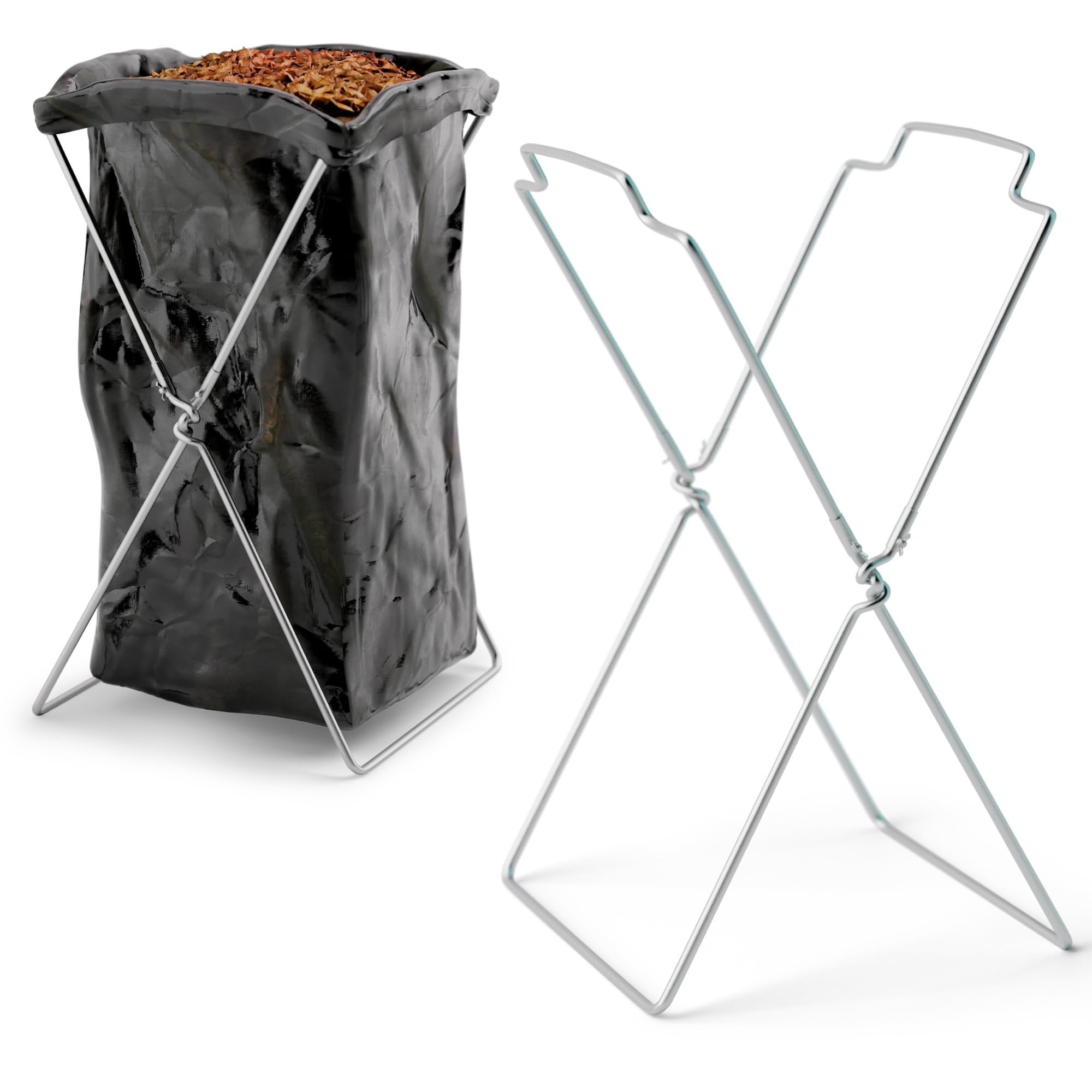 Hamper Stand 18 x 14 x 32. X-Frame Portable Trash Bag Holder Outdoor ...