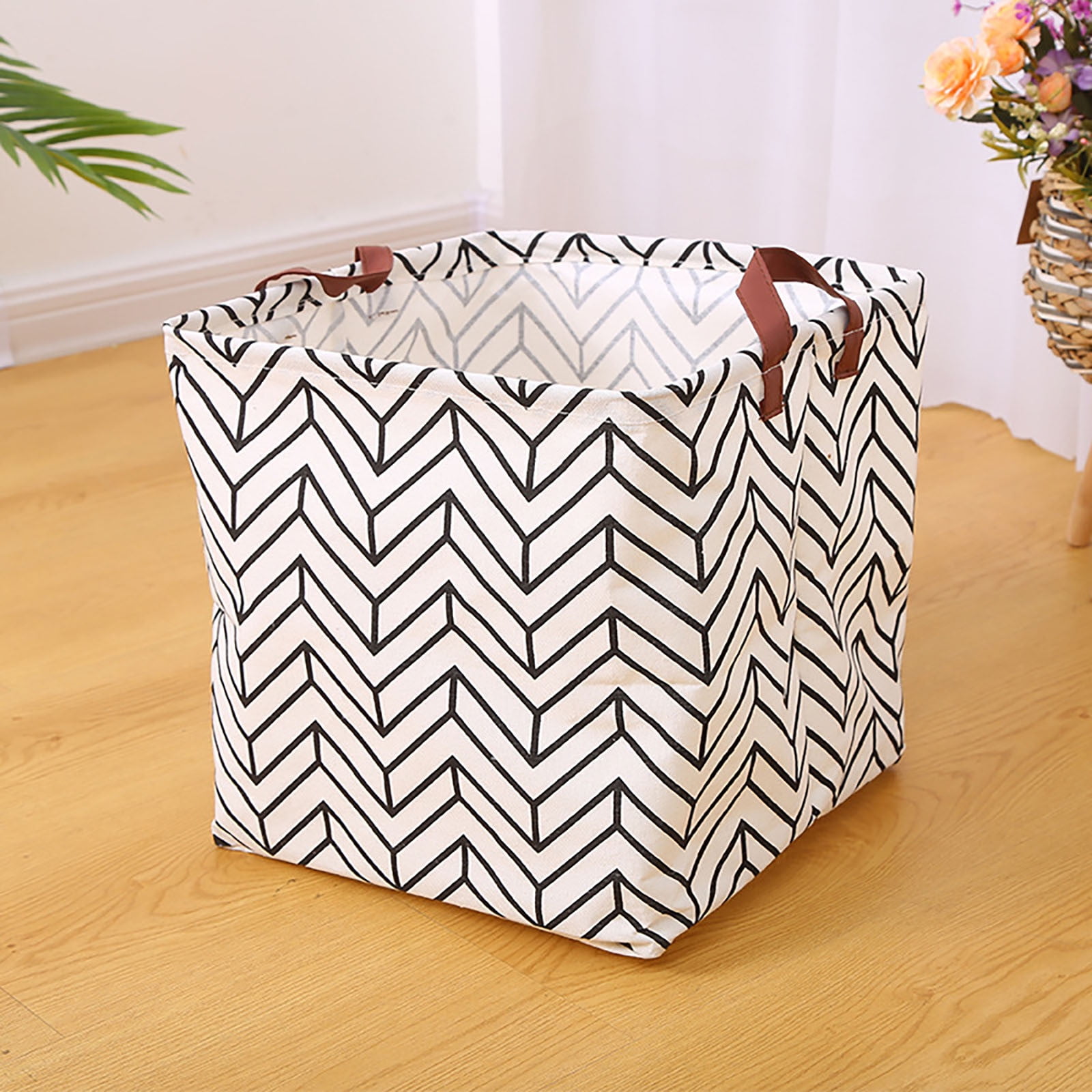 Hamper Storage Bins Canvas Laundry Basket Foldable Large Storage Square ...
