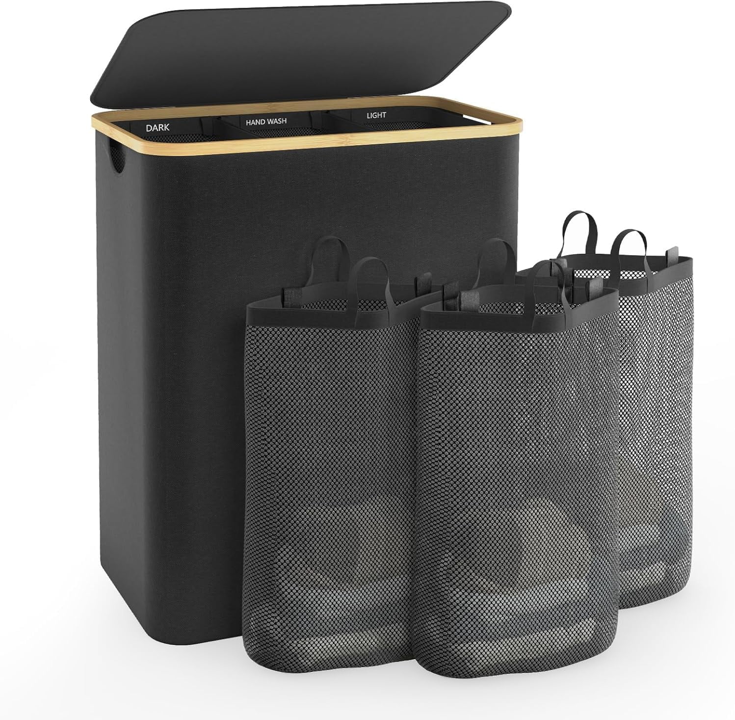 Hampers for Laundry Basket with Lid, 145L Extra Large 3 Section Clothes ...