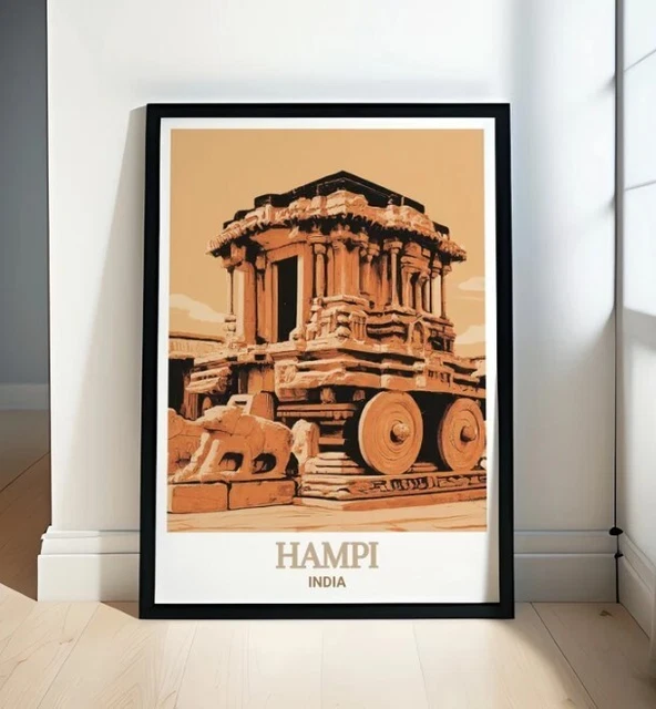 Hampi Travel Print - Vijaya Vittala Temple Wall Art - Karnataka Decor NO FRAMED POSTER Home ...