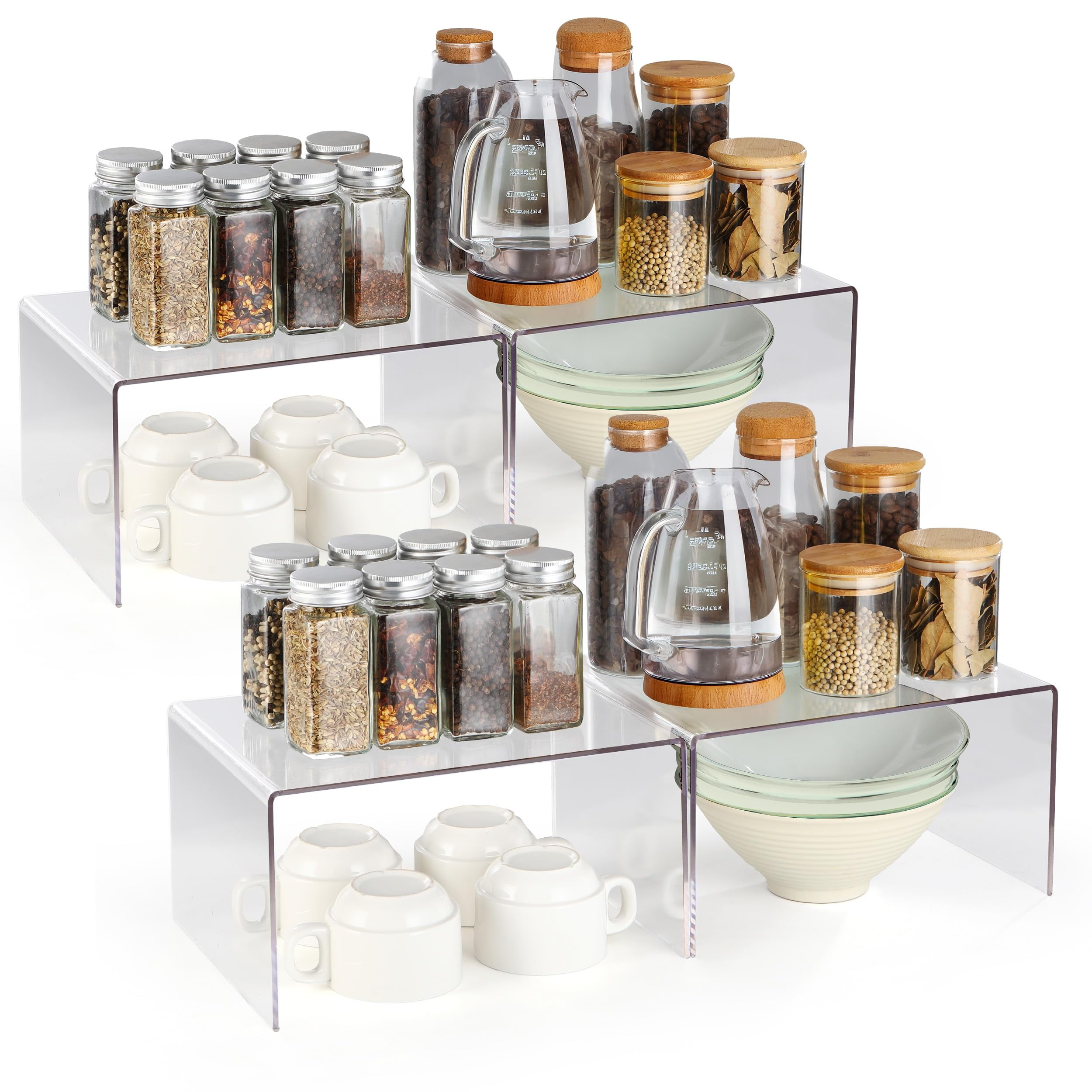 Hampsele Acrylic Kitchen Cabinet Organizer Shelf, Spice Rack, Plate and ...