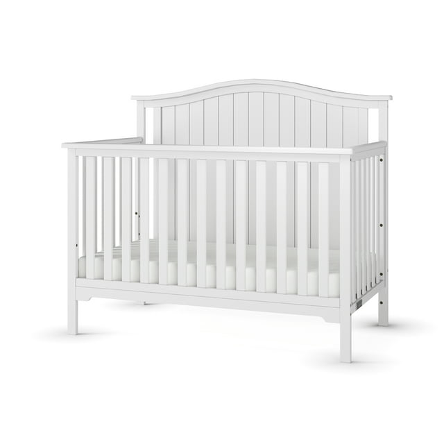 Hampton 4-in-1 Convertible Baby Crib, Arch Top in Matte White - Walmart.com