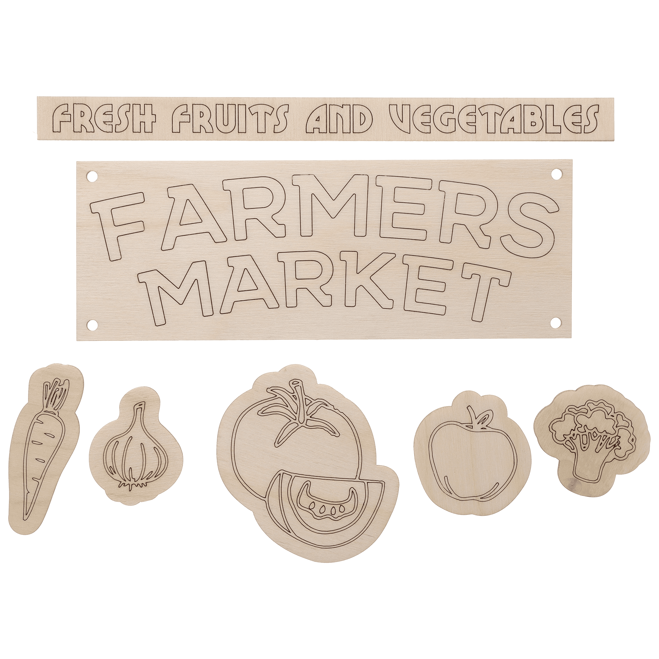 Hampton Art - Crate Decor Themed Pack, Farmers Market, 7pc, Unfinished ...