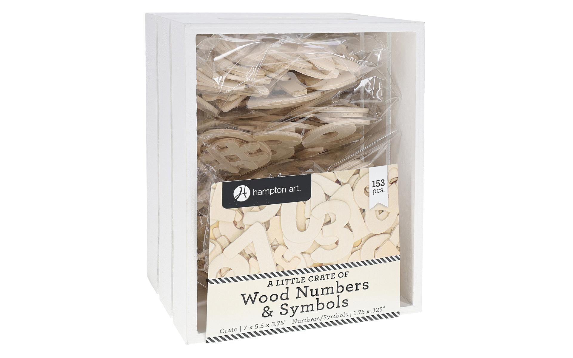 Hampton Art - Little Crate Of Wood Numbers & Symbols 153Pc, Wooden ...