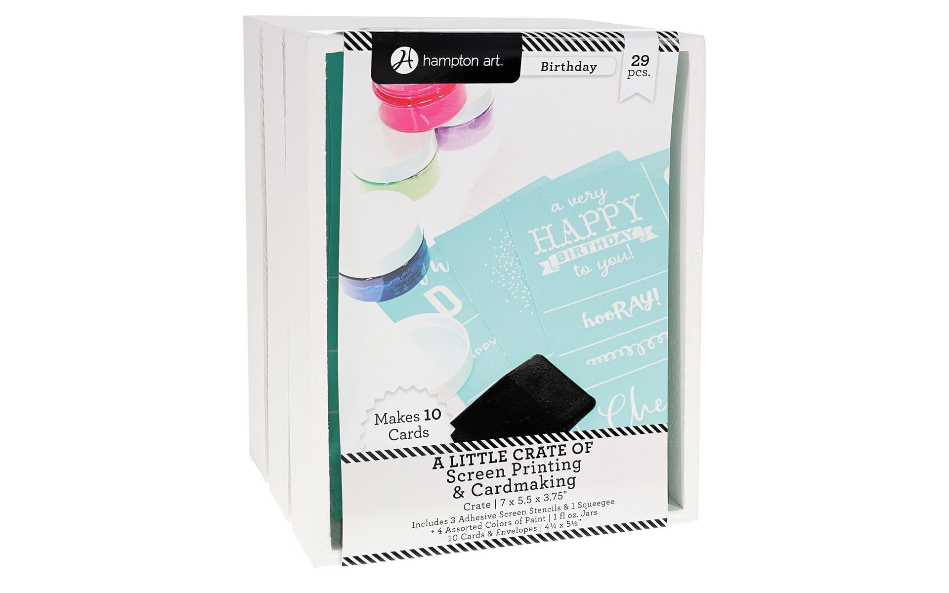 Hampton Art Little Crate Screen Printing Kit, Birthday, 29pc Card ...