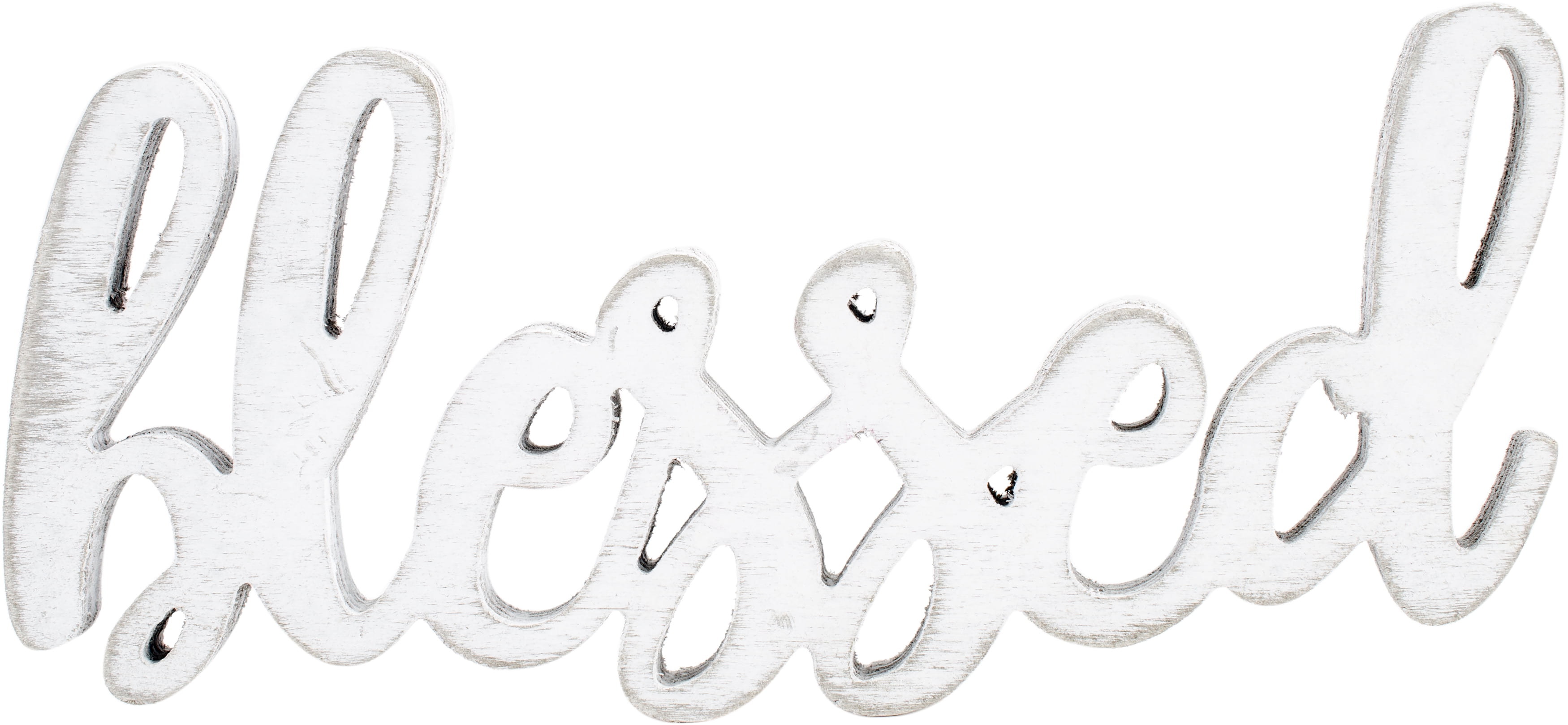Hampton Art Wood Script Blessed White - Walmart.com