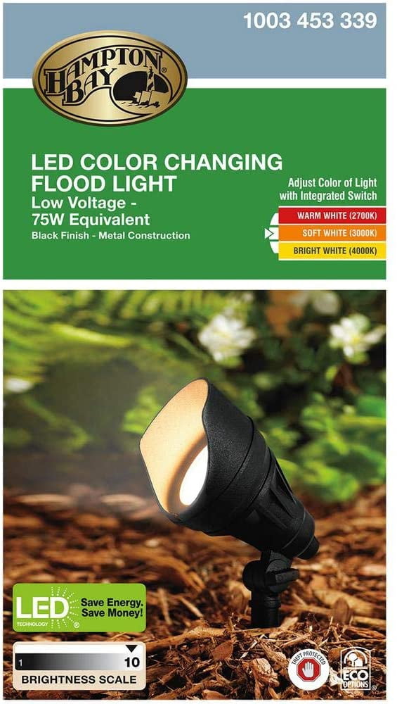 Hampton Bay 13.3-Watt Millennium Black Adjustable Light Color Outdoor ...