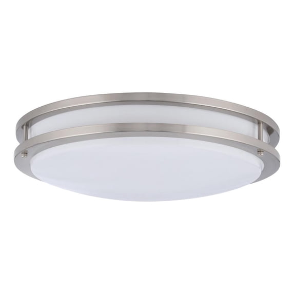 Hampton Bay 16 in. Round Flush Mount Brushed Nickel LED Light, Low ...