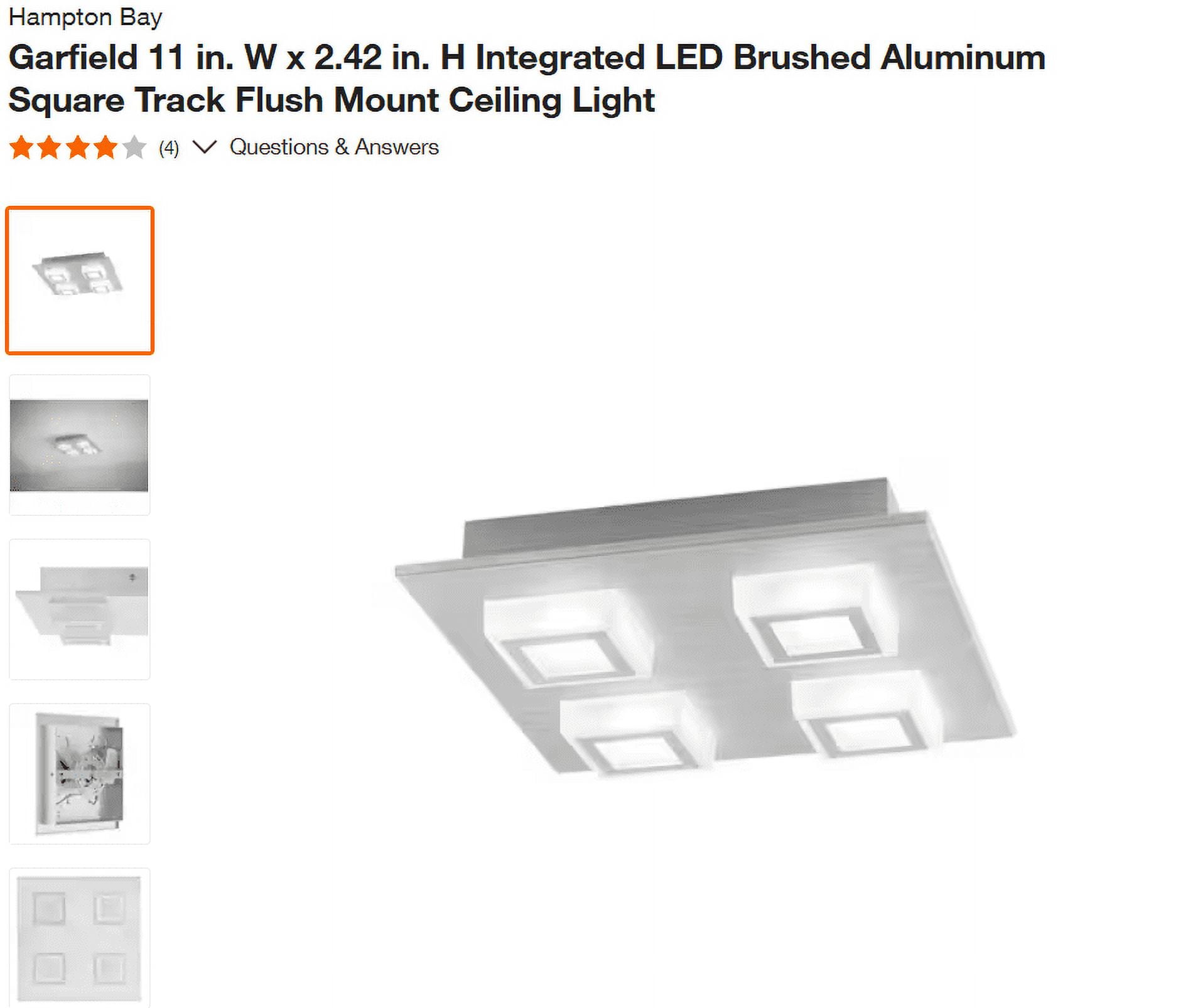 Hampton Bay 205517A Garfield 11" Brushed Aluminum Square Track Ceiling ...