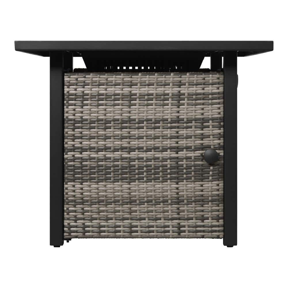 Hampton Bay 30 in. Outdoor Steel Propane Black Gas Fire Pit Table ...