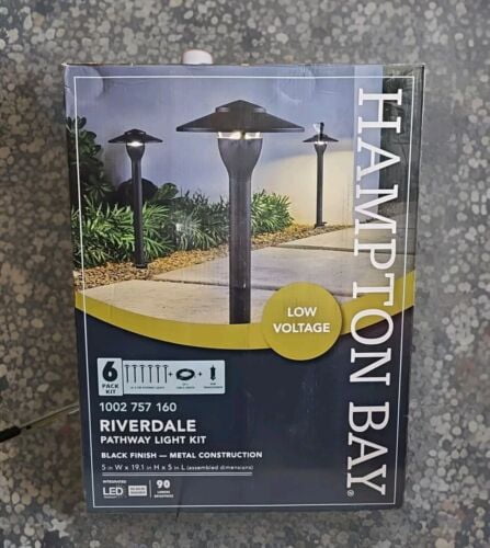 Hampton Bay Black Low Volt LED Landscape Path Light Kit 6 Lights +Power ...
