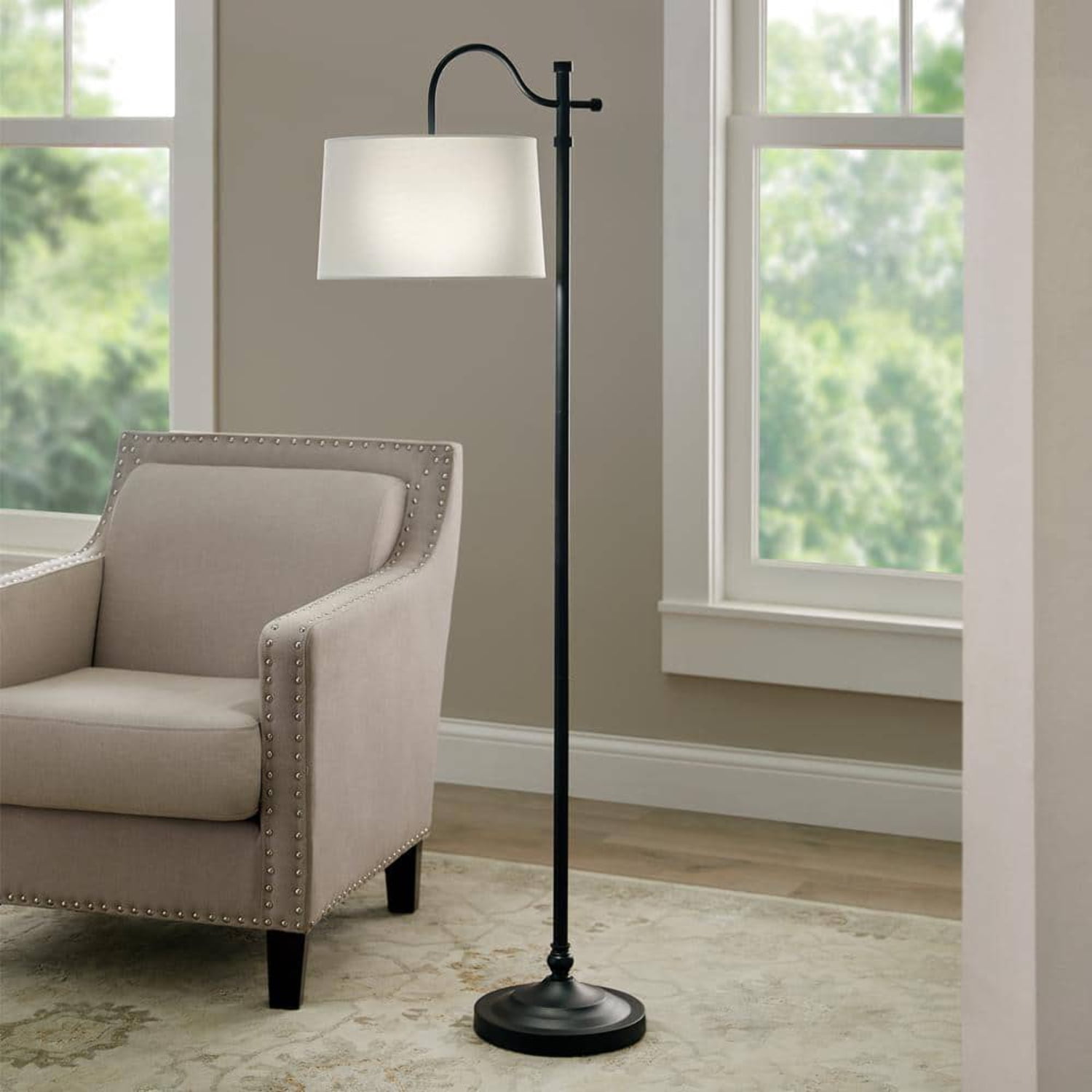 Hampton Bay Carver 58 in. Black Downbridge Floor Lamp - Walmart.com