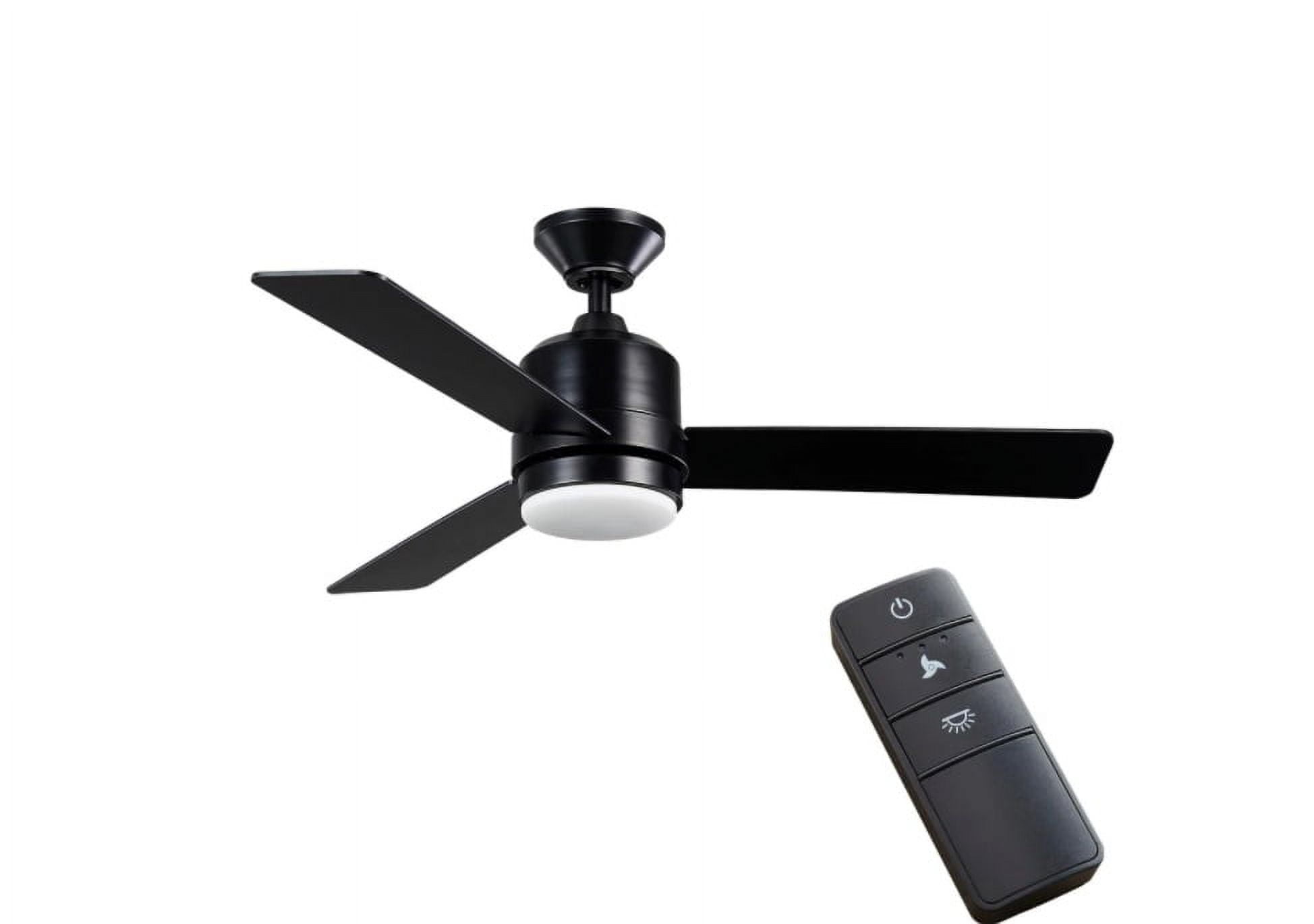 Hampton Bay Castlegate 44" Indoor LED Black Ceiling Fan w/Light Kit and ...