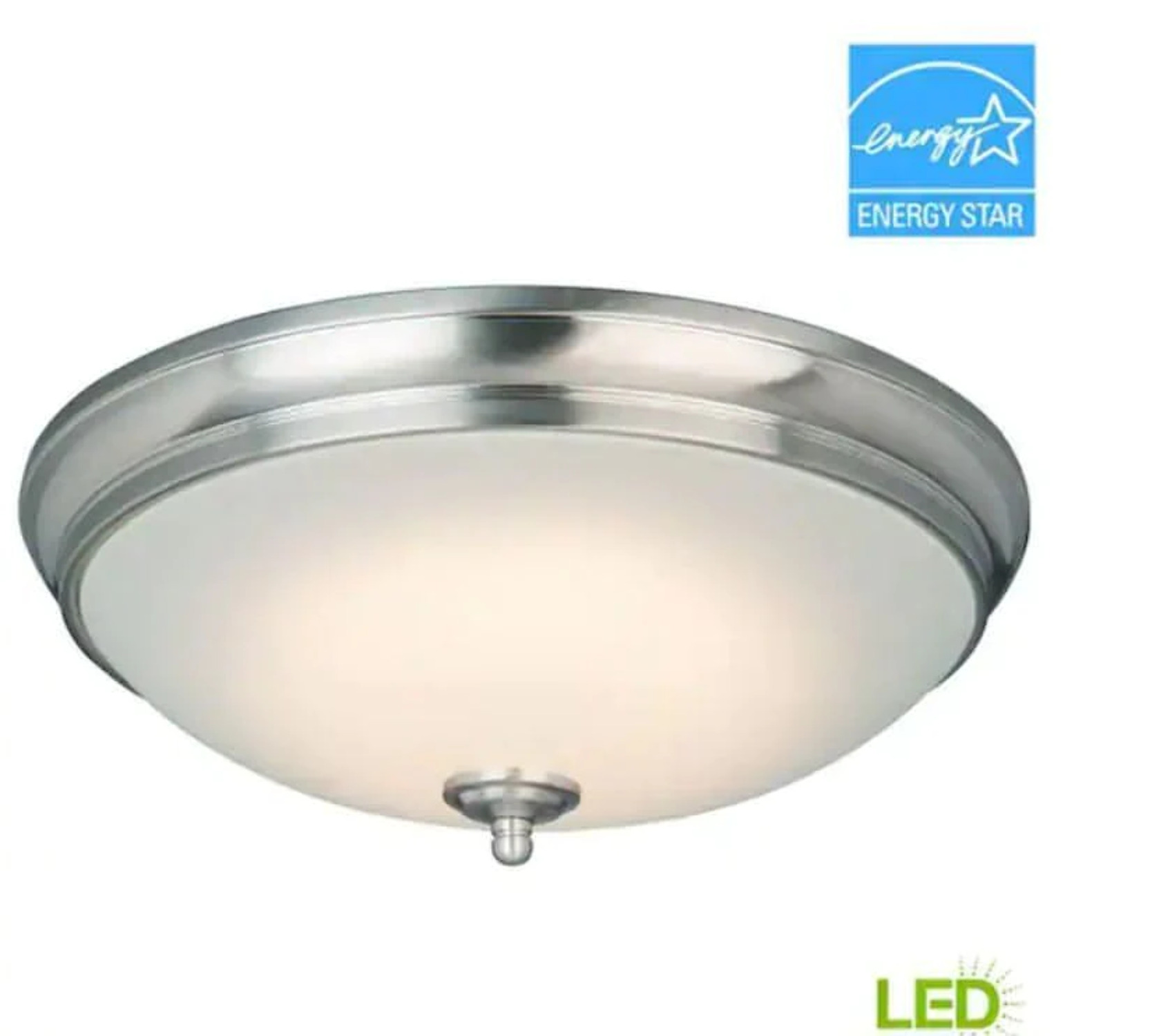Hampton Bay Clifton 13 in. Brushed Nickel Selectable LED Flush Mount ...