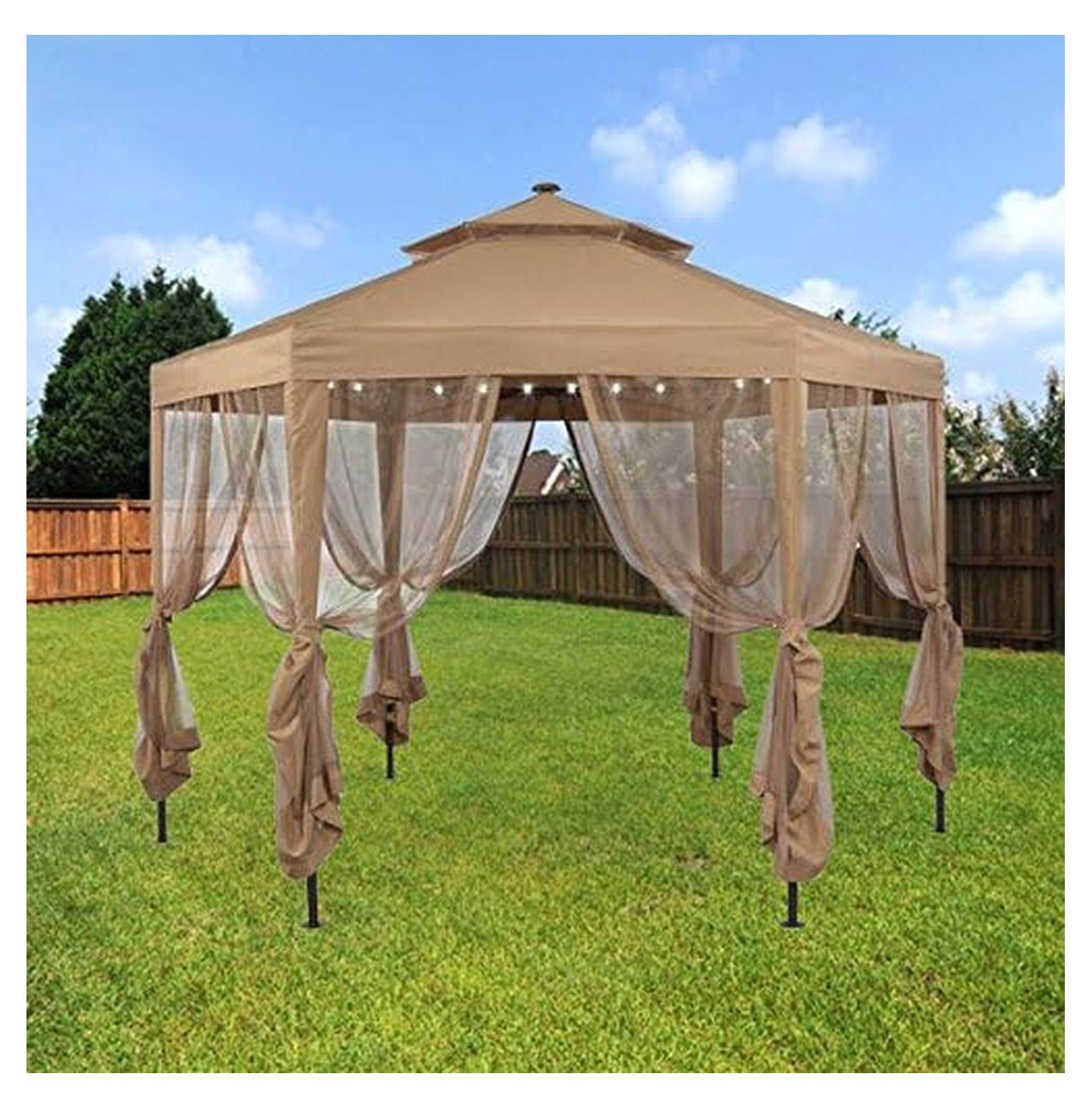 Hampton Bay Gazebo Replacement Canopy - Standard 350 - Beige - Hexagon ...