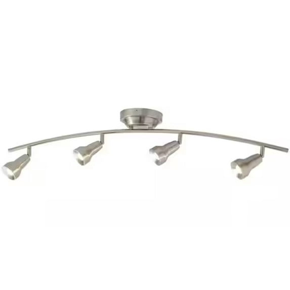 Hampton Bay Kelso 3 ft. 4-Light Satin Nickel LED Fixed Rail with 300 ...