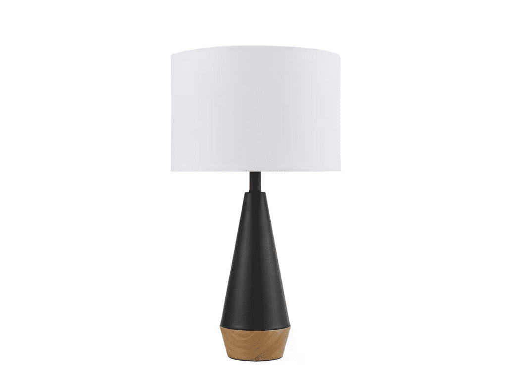 Hampton Bay Keswick 21.25 in. Black and Light Wood Grain Accent Lamp ...