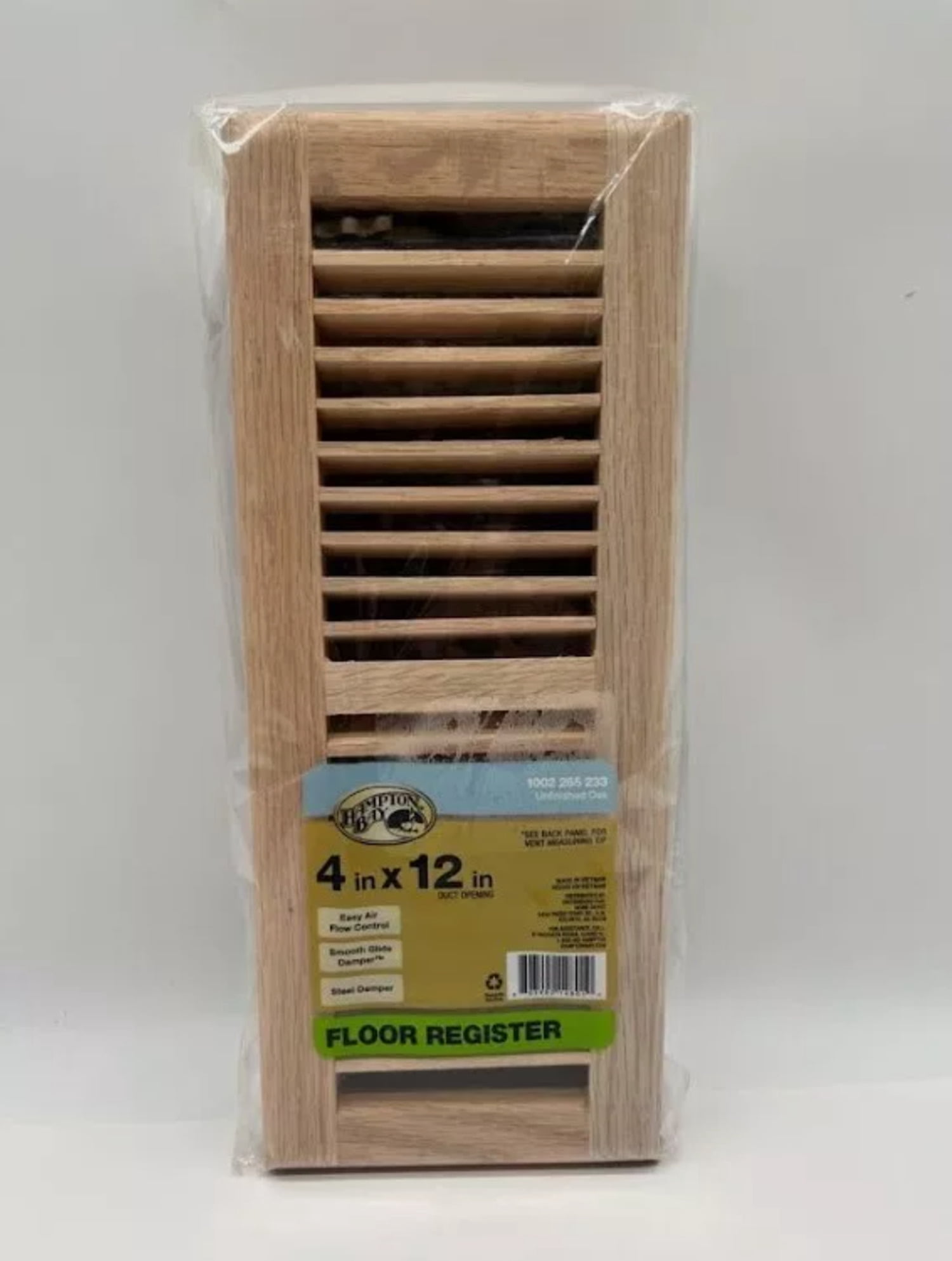 Hampton Bay Oak Wood 4 in. X 12 in. 2-Way Wooden Floor Register in ...