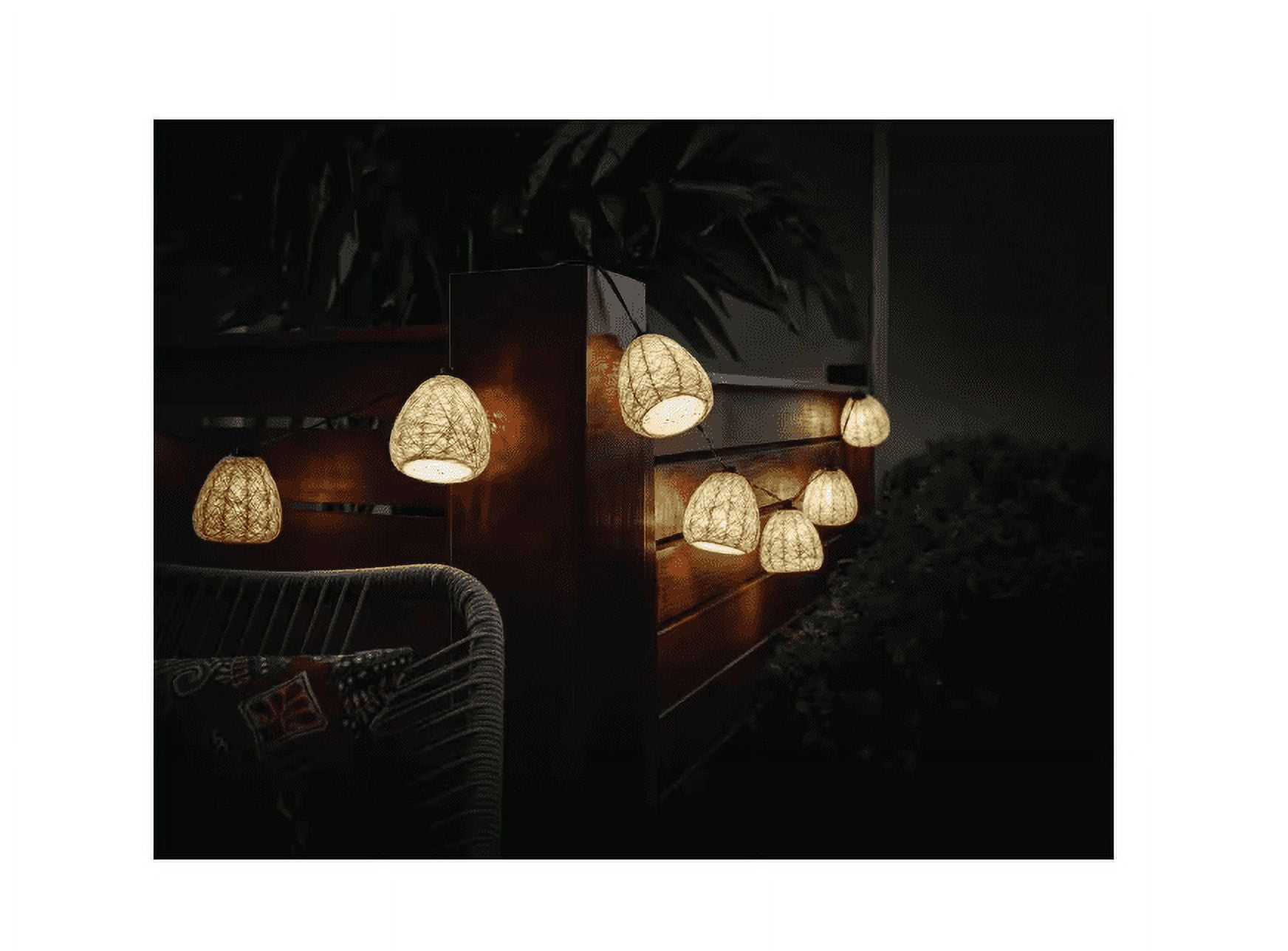 Hampton Bay Outdoor/Indoor 11 ft. Plug-In Mini Bulb LED Natural Fiber ...