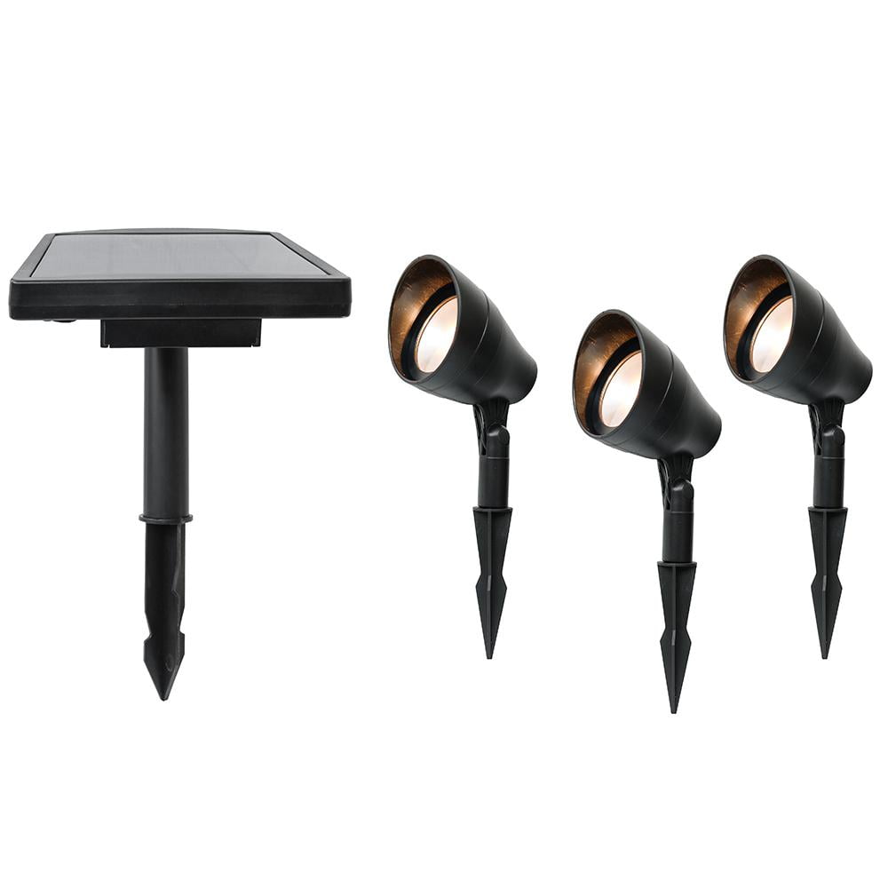 Hampton Bay Solar Black LED Spotlight with Remote Panel (3-Pack ...
