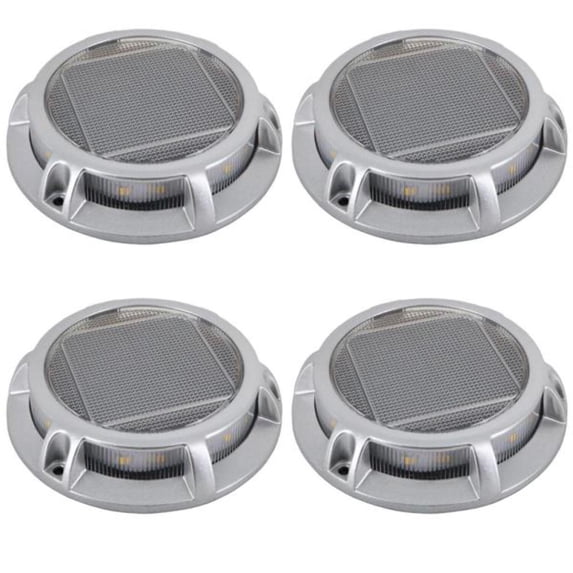 Hampton Bay Solar LED Ground Disk Lights 4Pk, Outdoor Landscape for ...