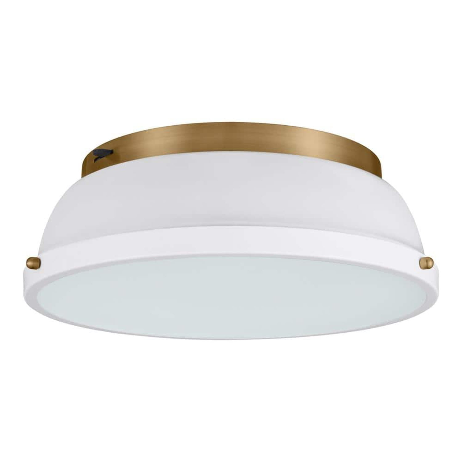 Hampton Bay Taspen 14 in. White and Antique Brass CCT Color Temperature ...