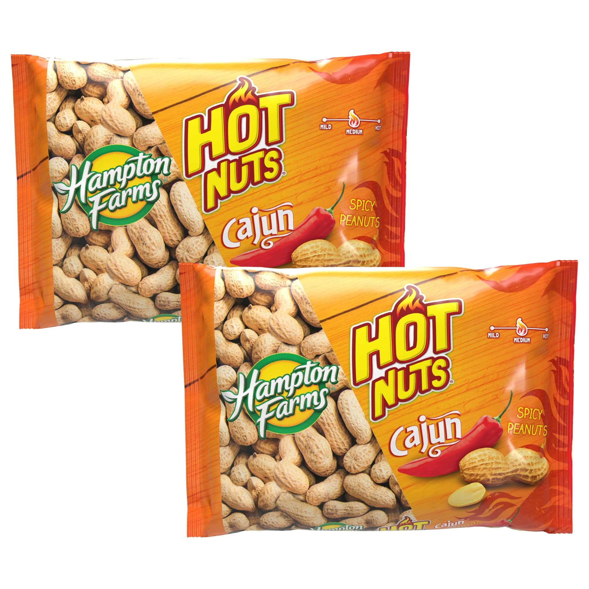 Hampton Farms Hot Nuts Spicy Peanuts Medium Heat 2 - 18oz Bags Always ...