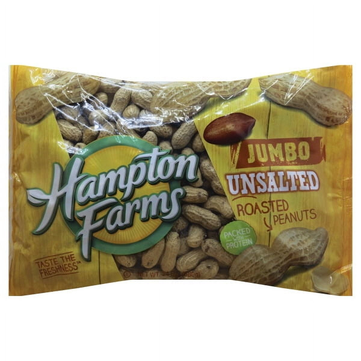 Hampton Farms Jumbo Roasted Peanuts, Unsalted, 24 oz Bag, Packed with ...